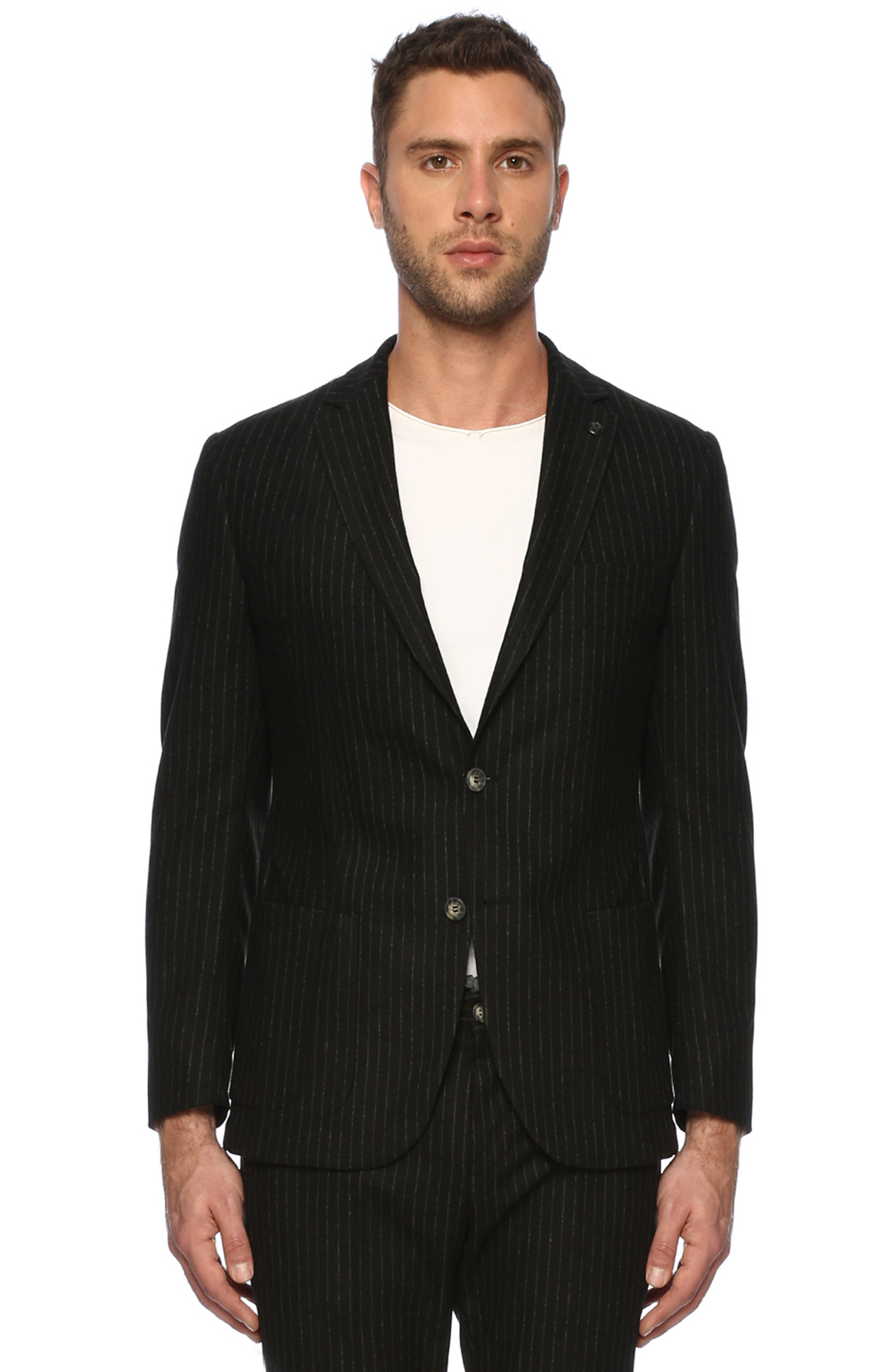 Çizgili Siyah Gri Ceket