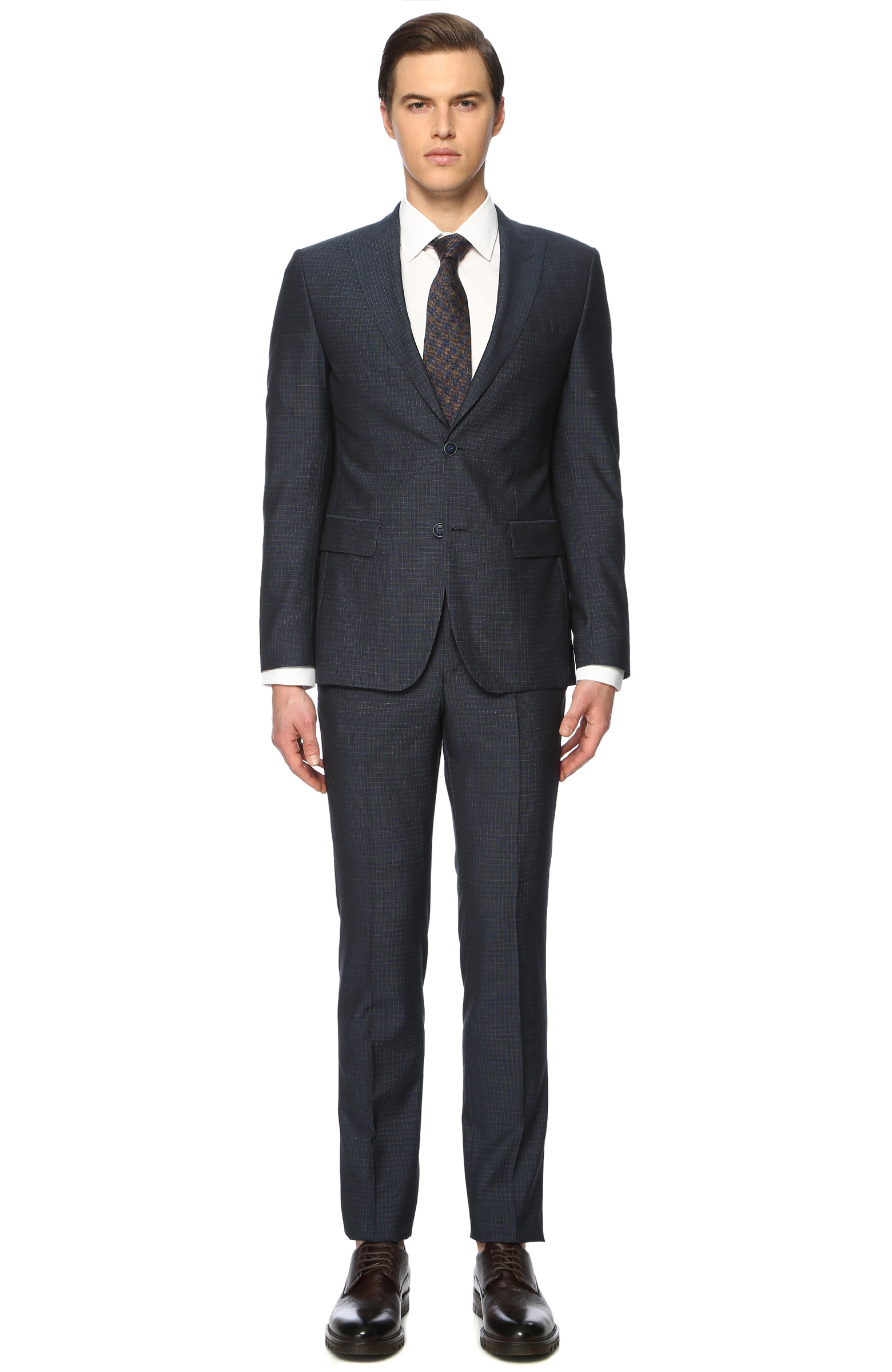 Kareli Lacivert Takım Elbise