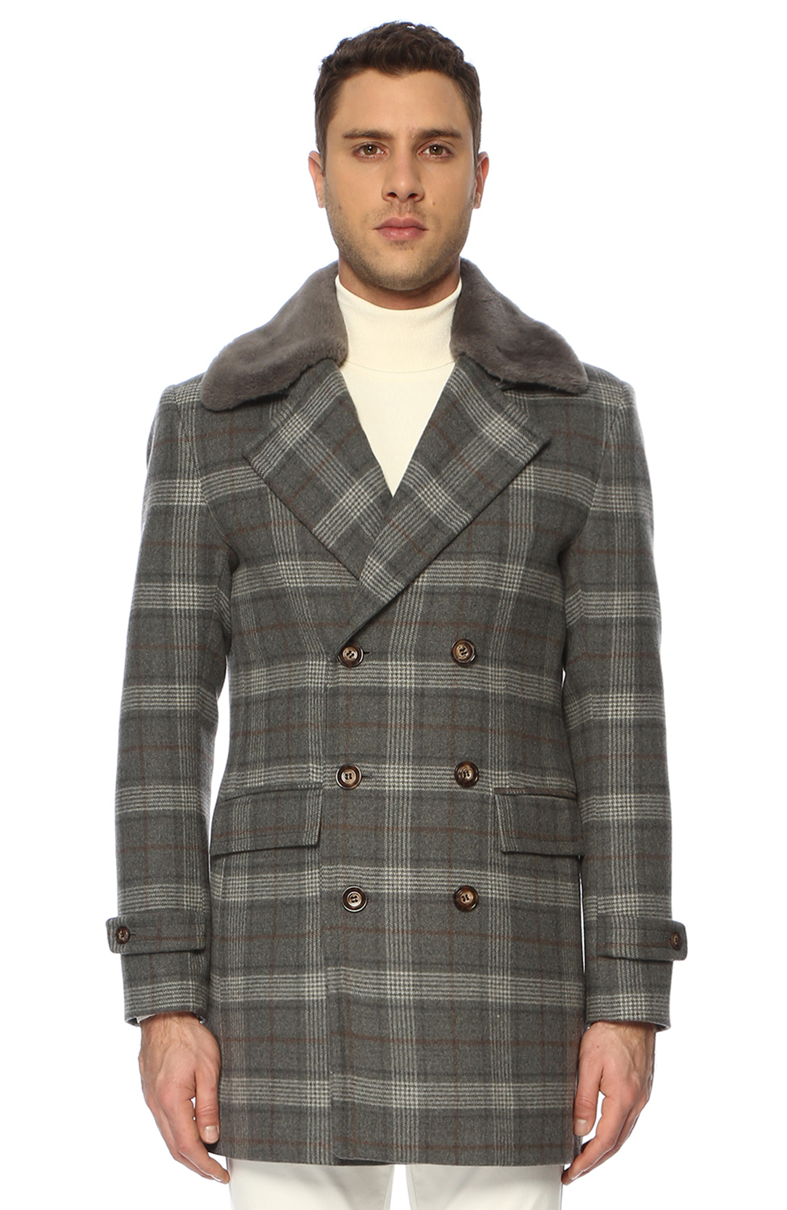 Ekose Antrasit Palto Ekose Antrasit Palto