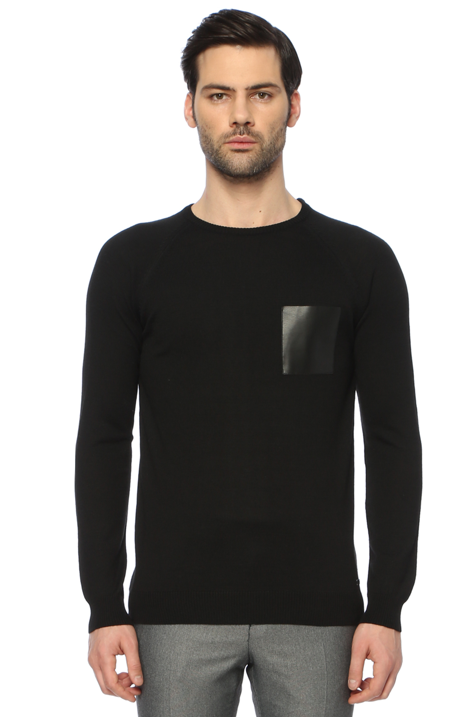 Bisiklet Yaka Siyah Triko