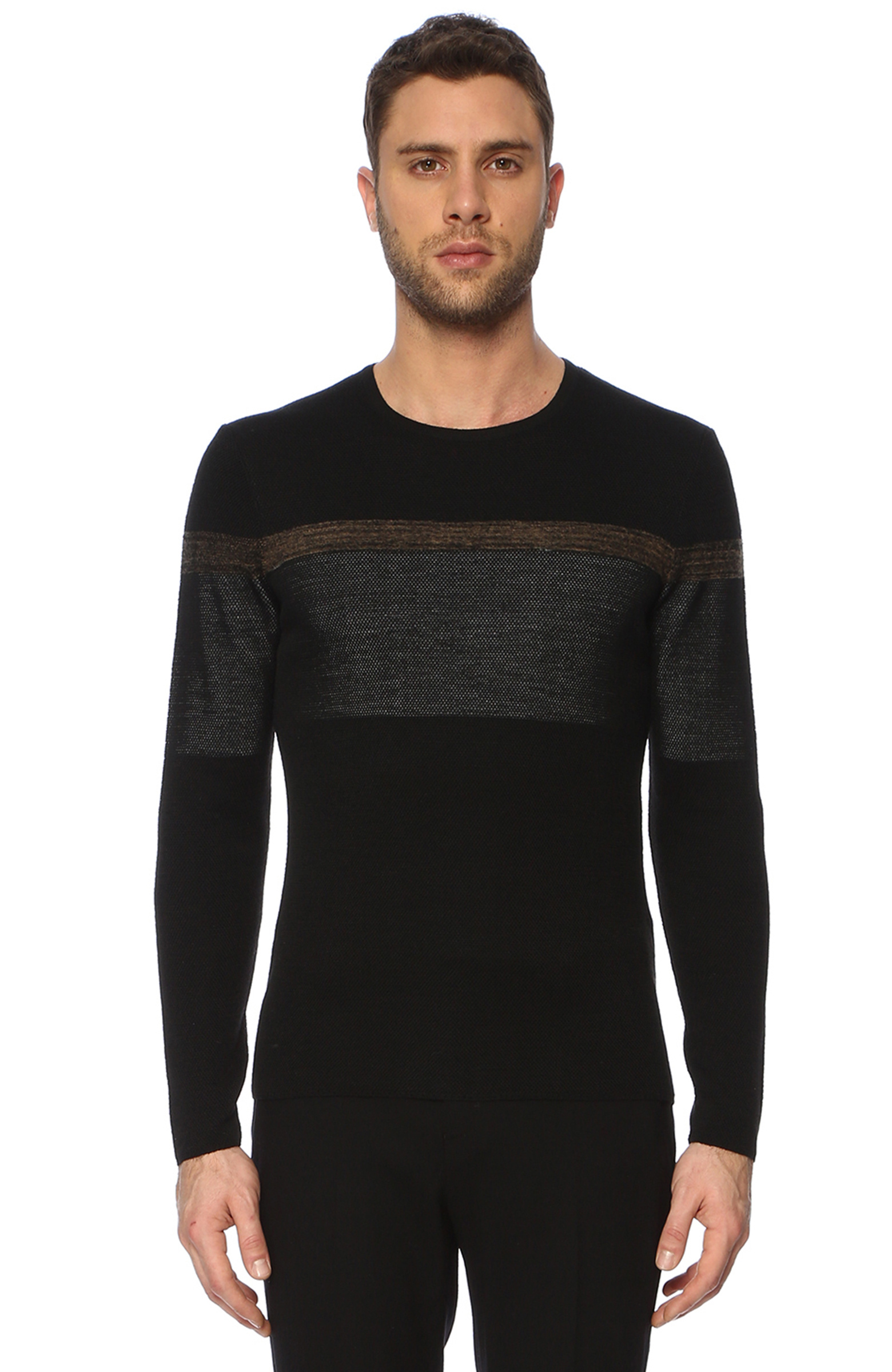 Bisiklet Yaka Siyah Triko