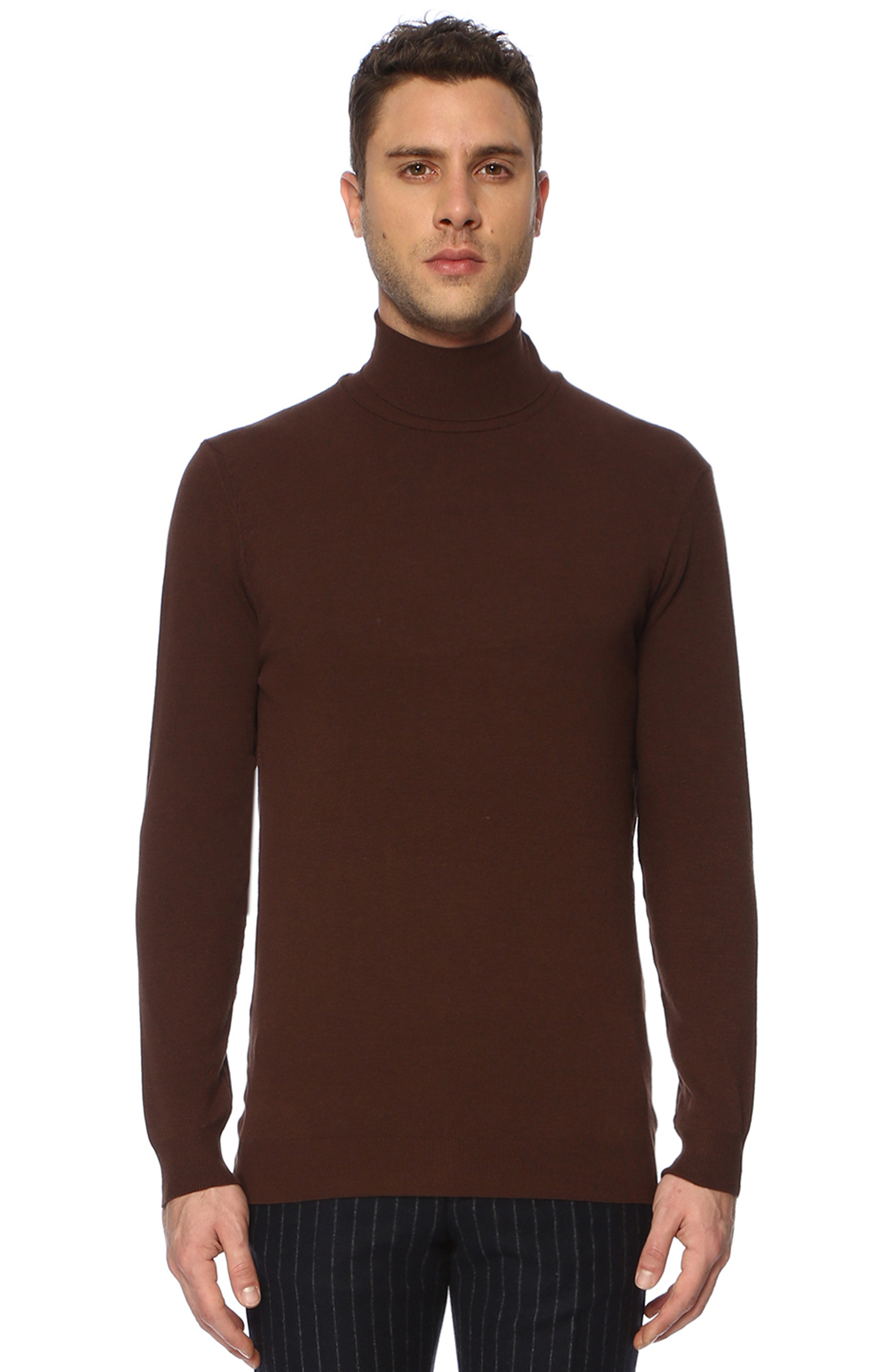 Balıkçı Yaka Kahverengi Triko