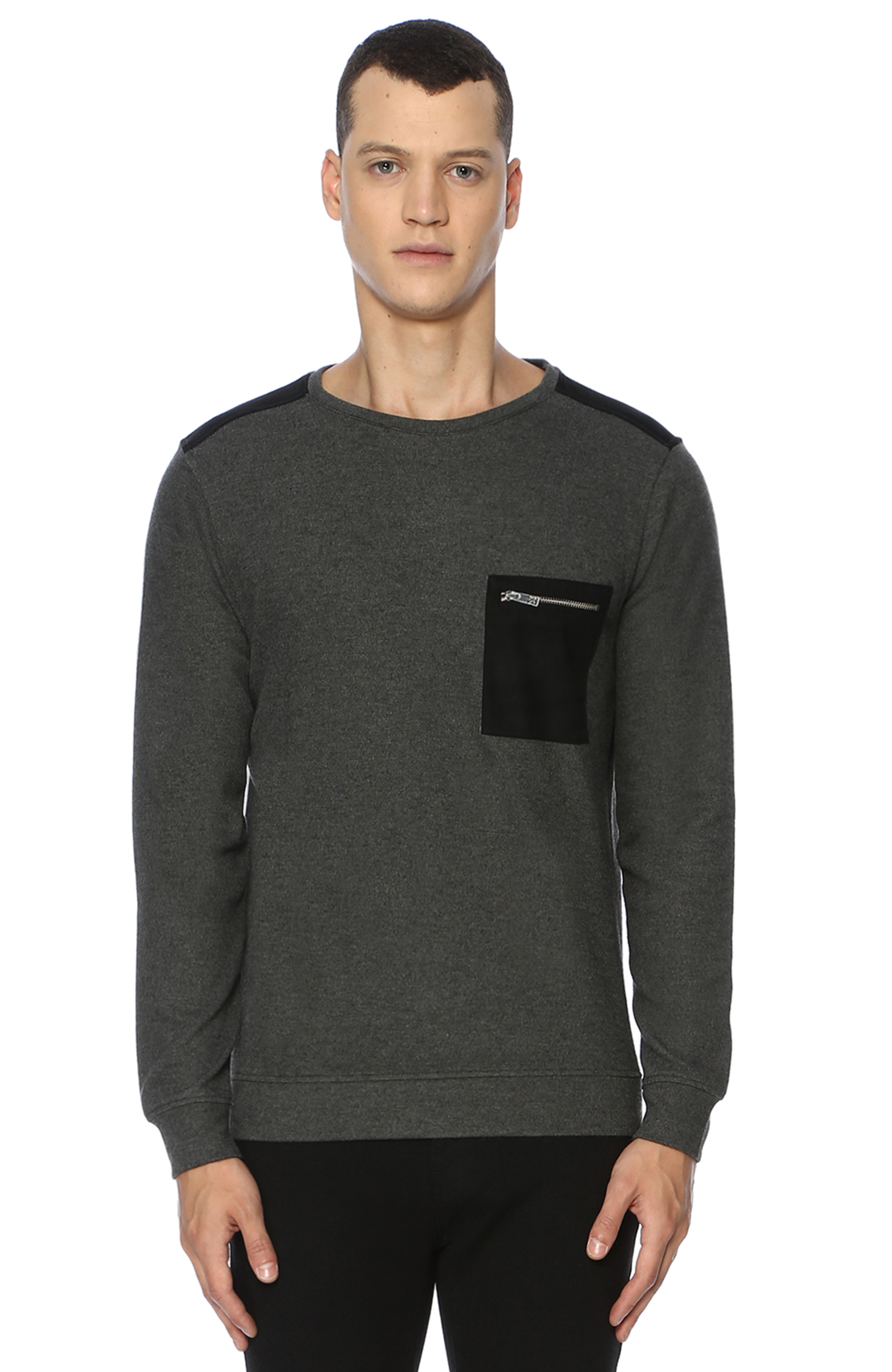 Fitilli Uzun Kol Antrasit Melanj Sweatshirt Fitilli Uzun Kol Antrasit Melanj Sweatshirt