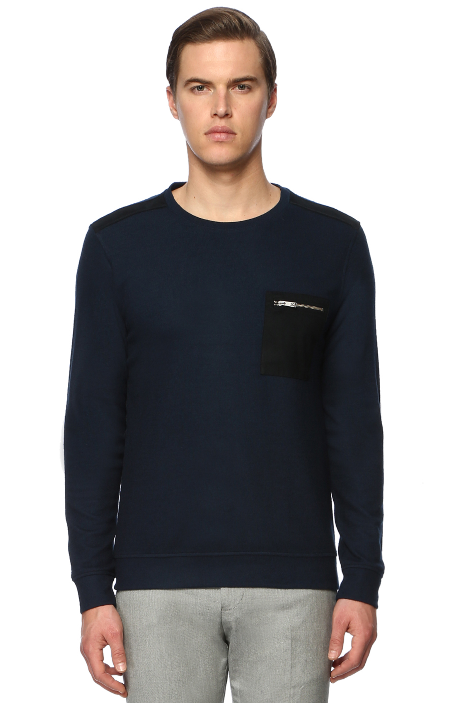 Fitilli Uzun Kol Lacivert Sweatshirt Fitilli Uzun Kol Lacivert Sweatshirt