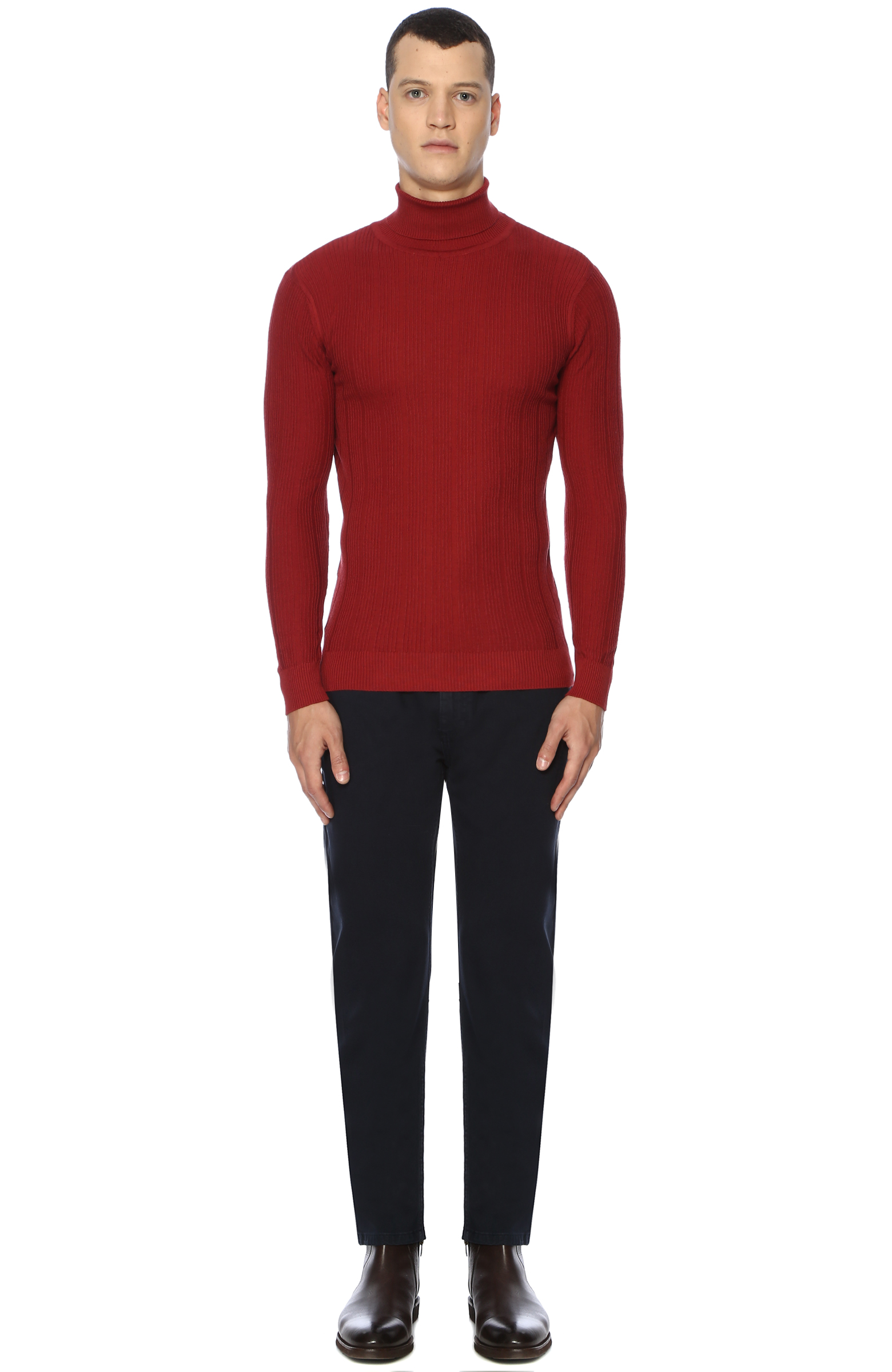 Dar Paça Koyu Lacivert Casual Pantolon