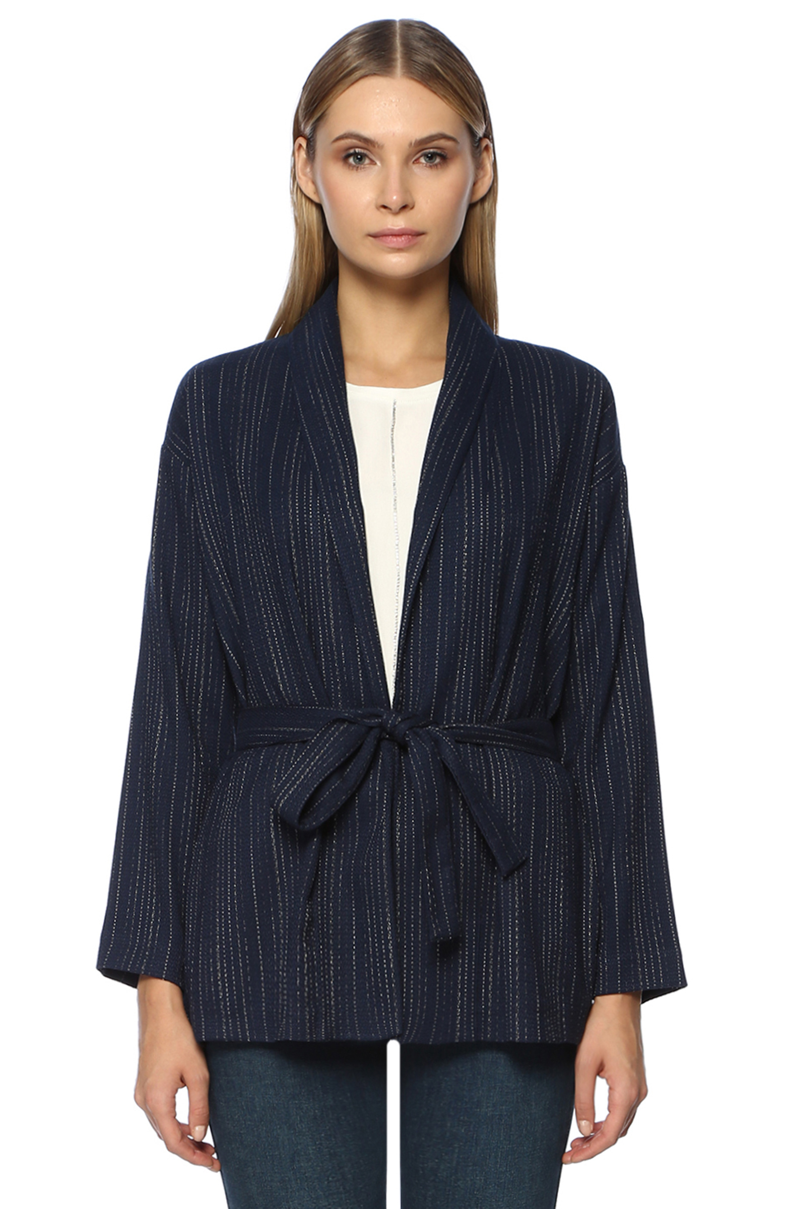 Çizgili Lacivert Ceket Çizgili Lacivert Ceket