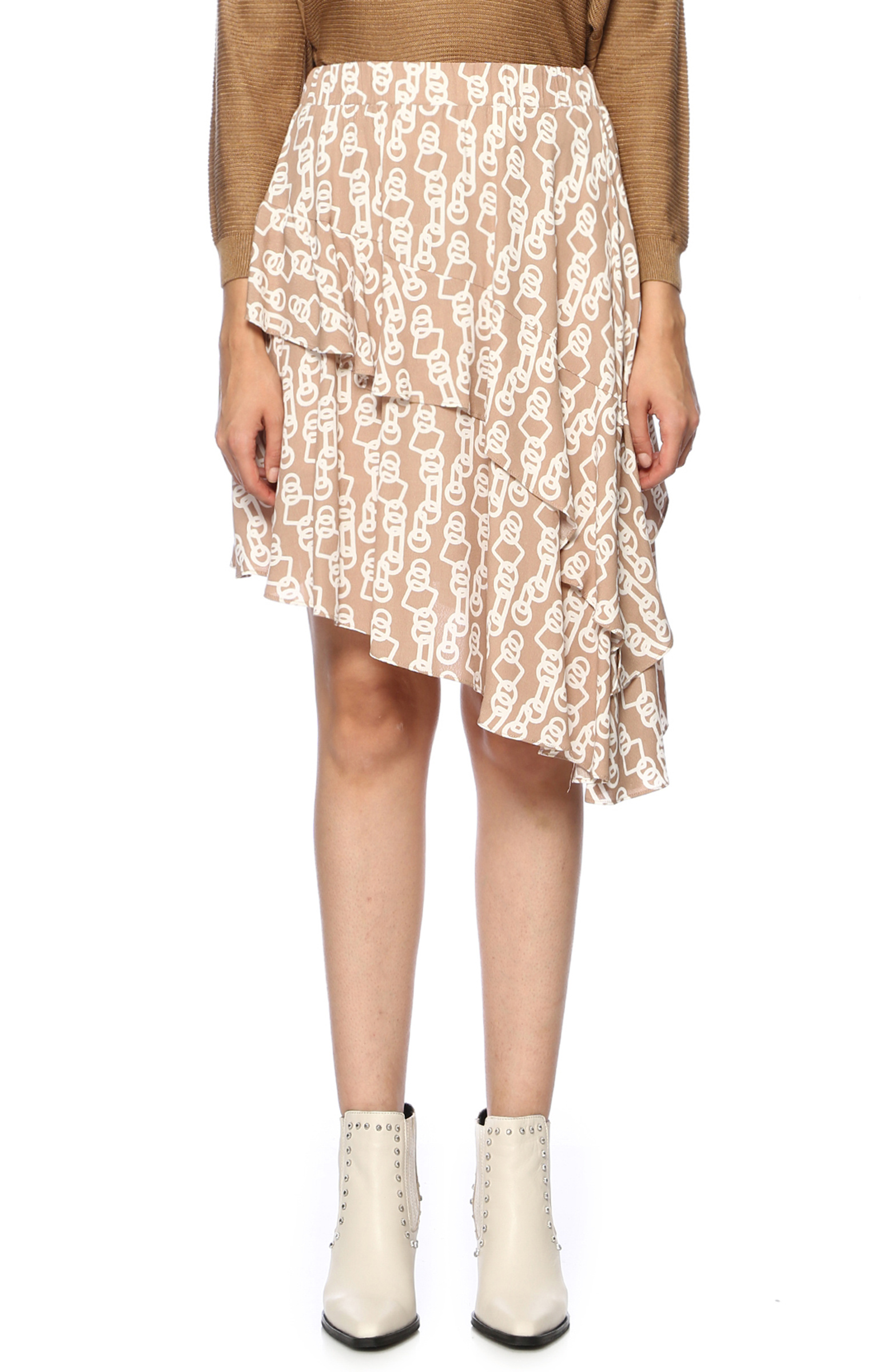 Diz Boy Bej Desen Etek Diz Boy Bej Desen Etek