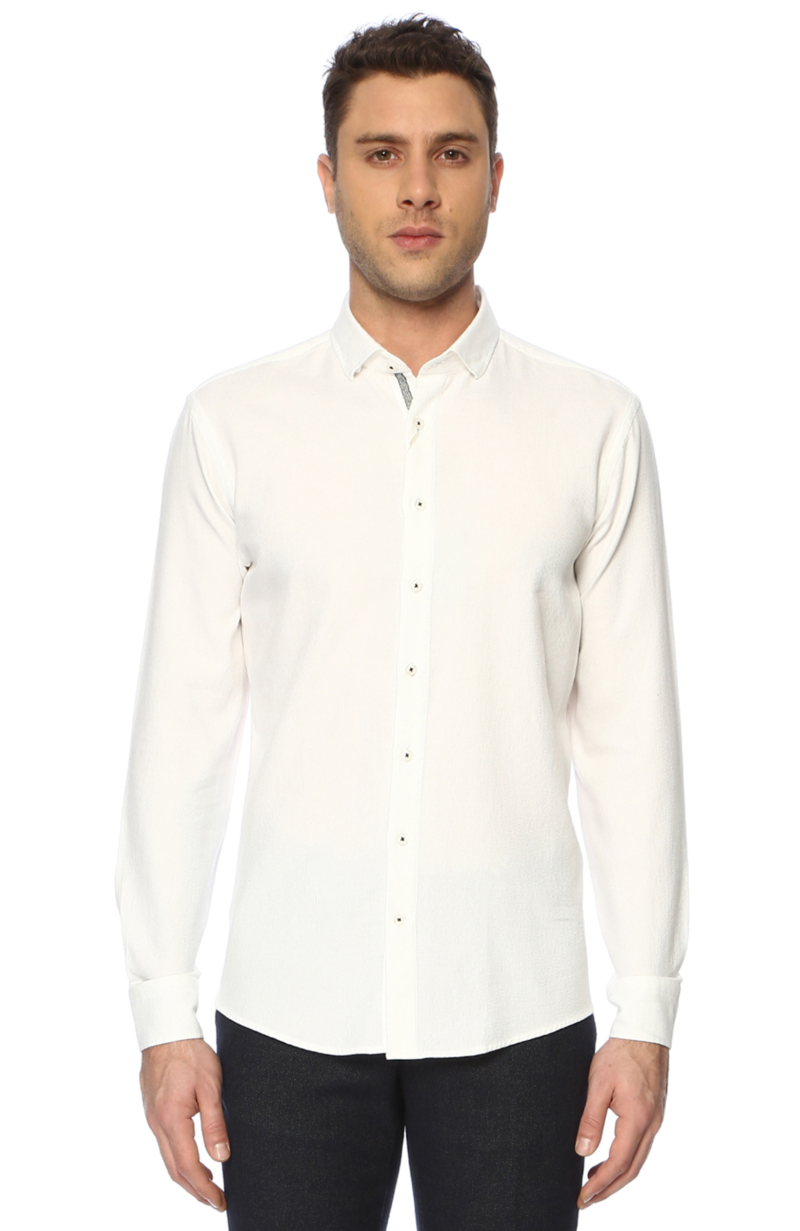 İtalyan Yaka Beyaz Gömlek