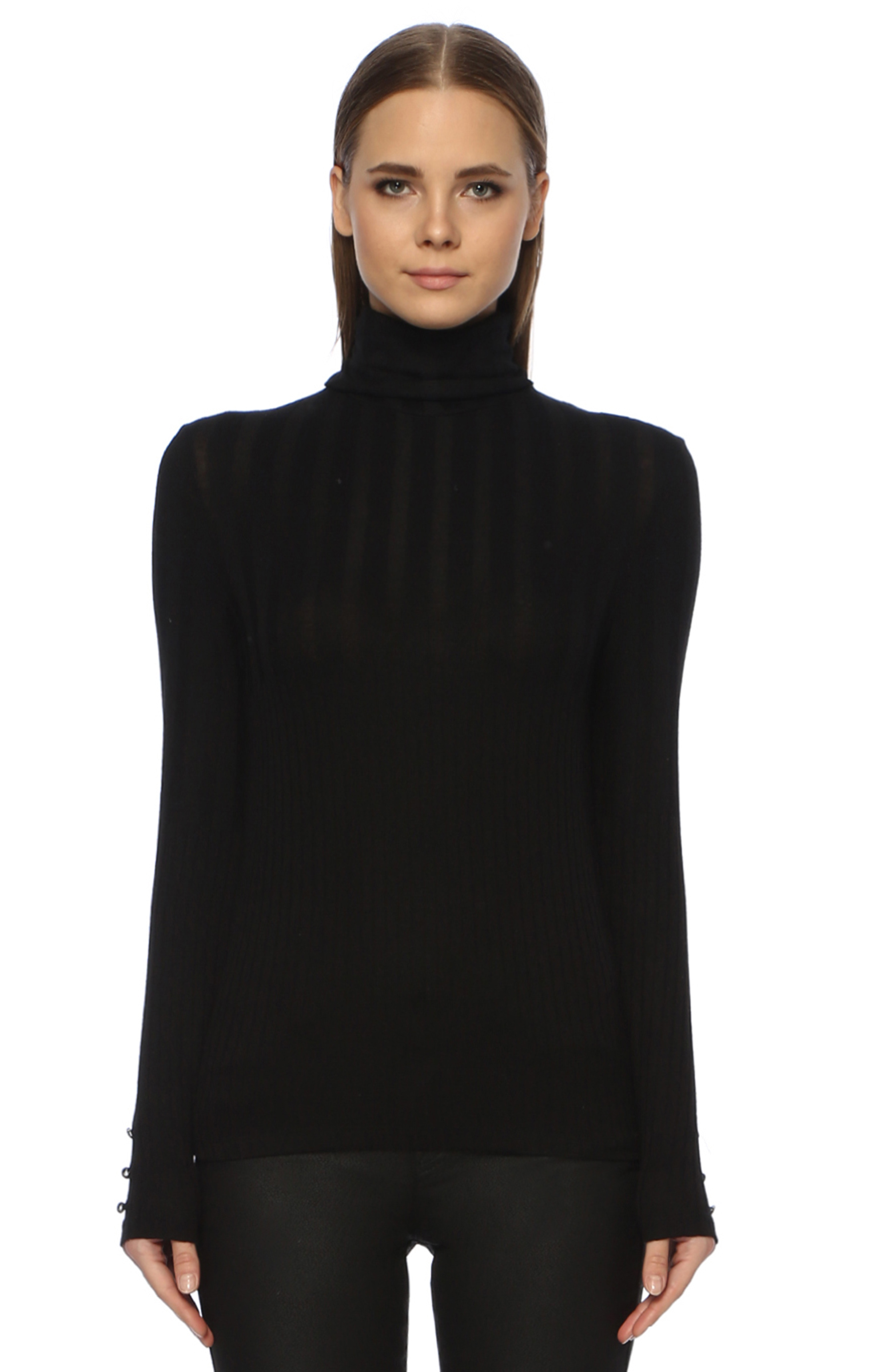 Balıkçı Yaka Siyah Kazak