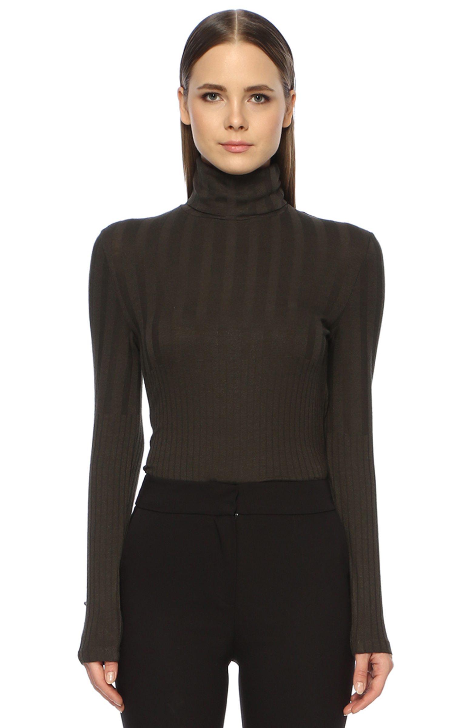 Balıkçı Yaka Haki Kazak