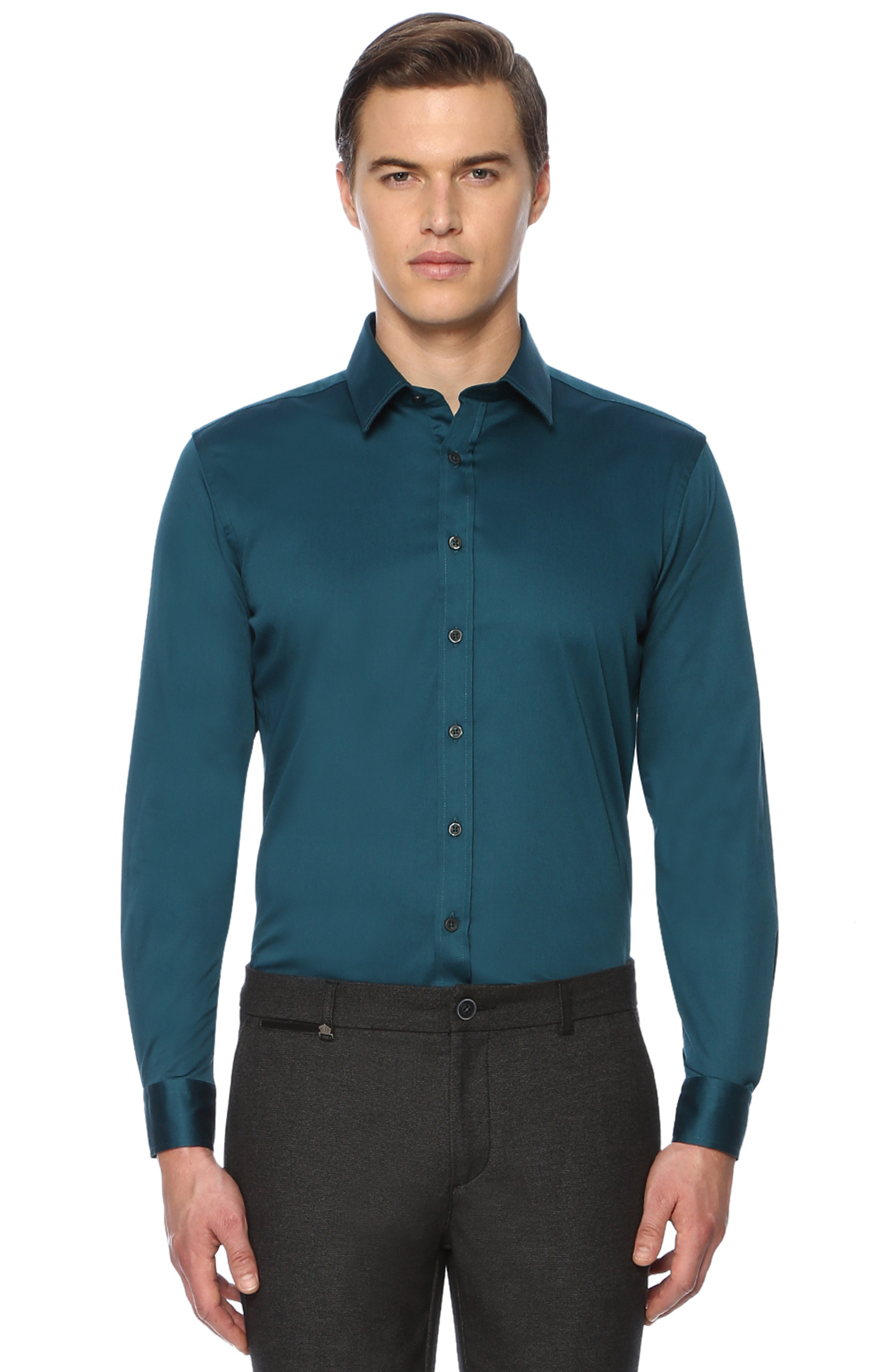 Slim Fit Petrol Gömlek