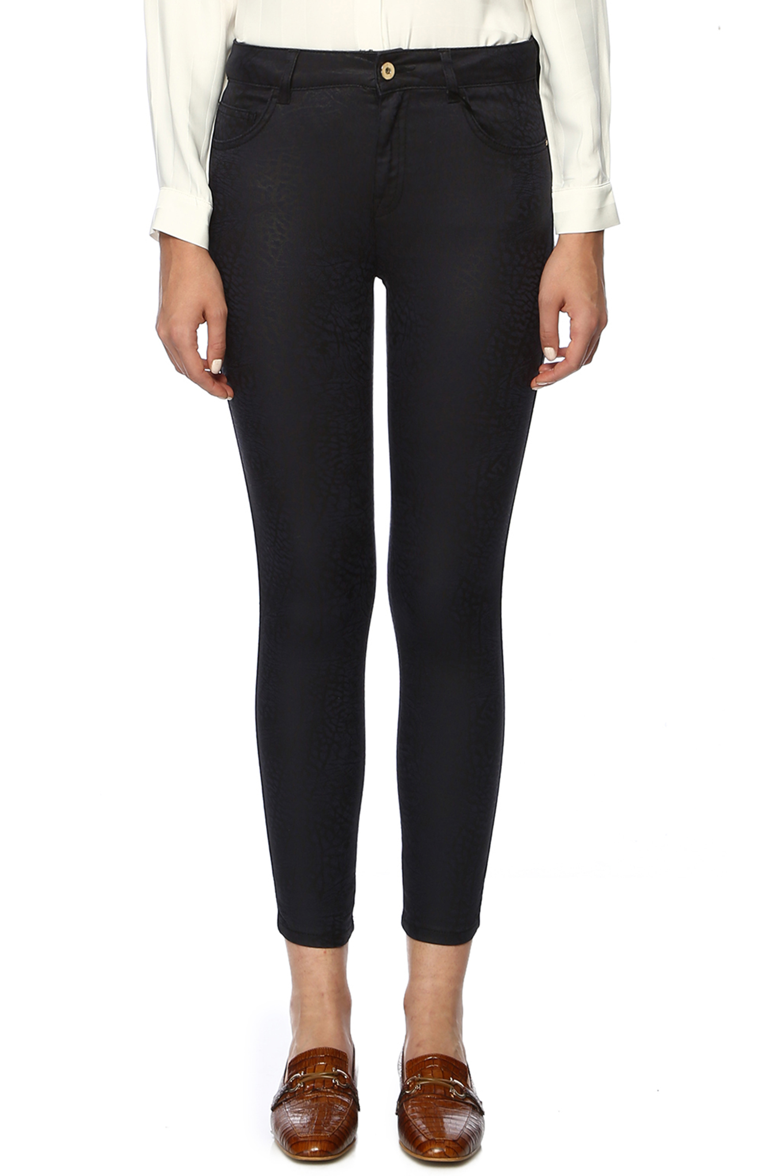 Baskılı Skinny Lacivert Casual Pantolon