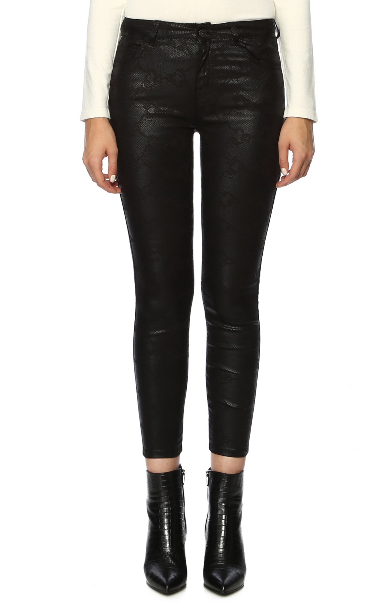 Baskılı Skinny Siyah Casual Pantolon Baskılı Skinny Siyah Casual Pantolon