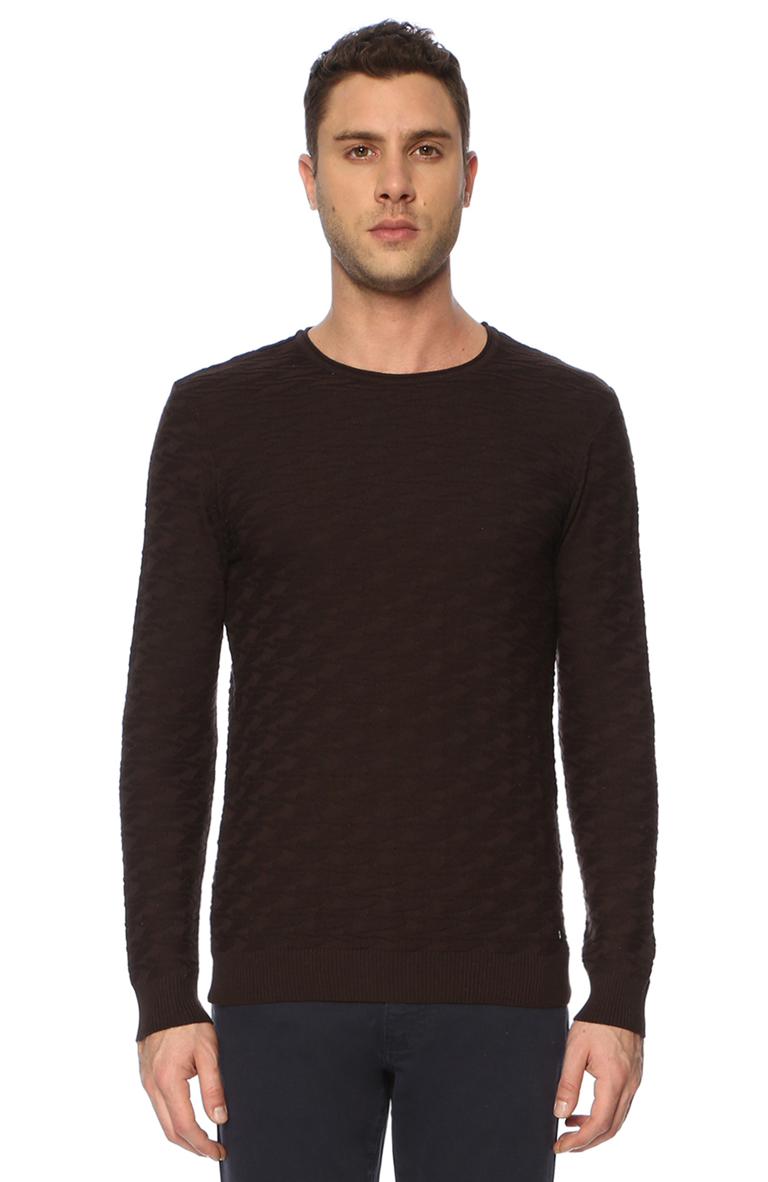 Jakarlı Kahverengi Kazak