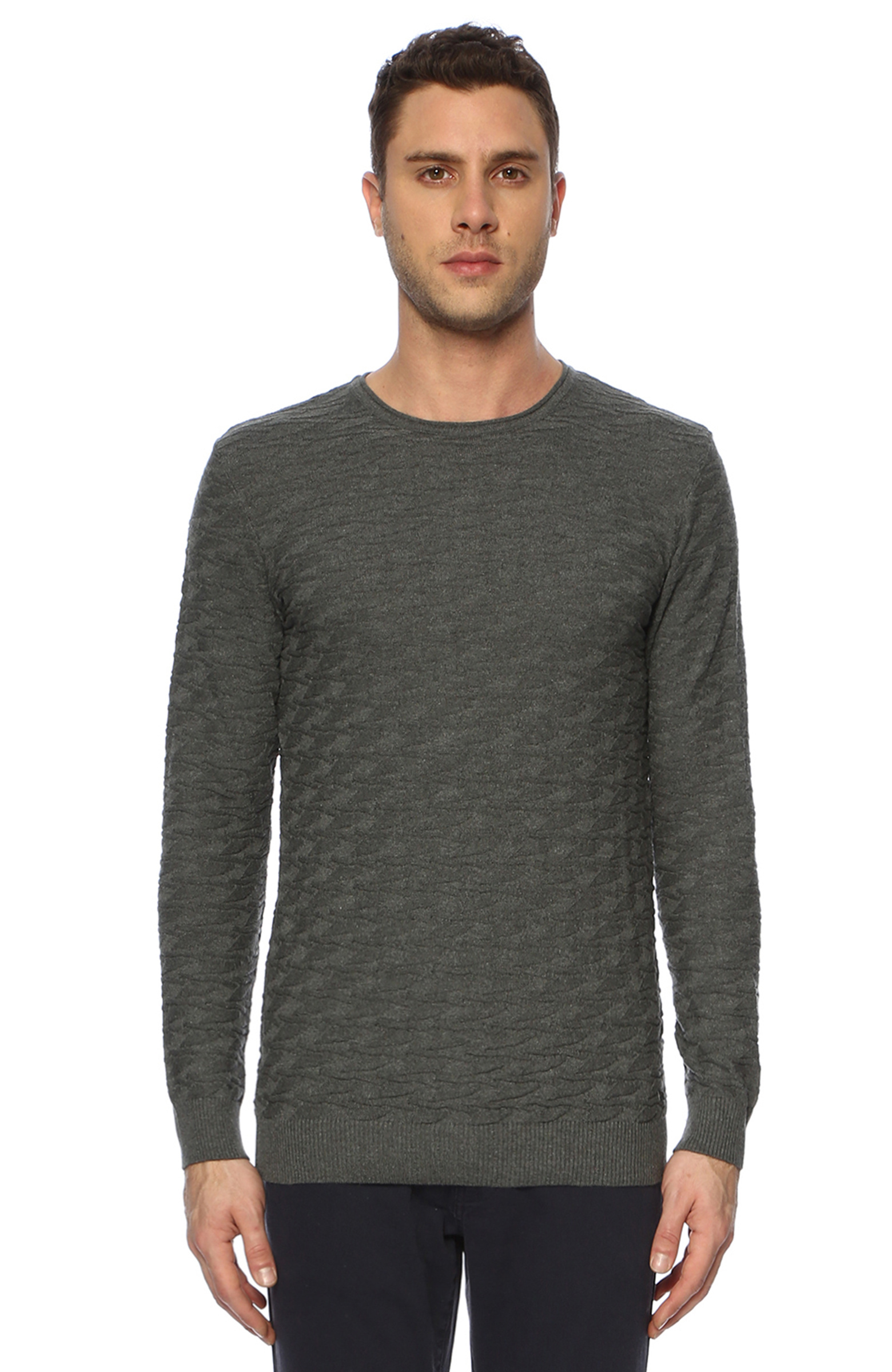 Jakarlı Gri Melanj Kazak