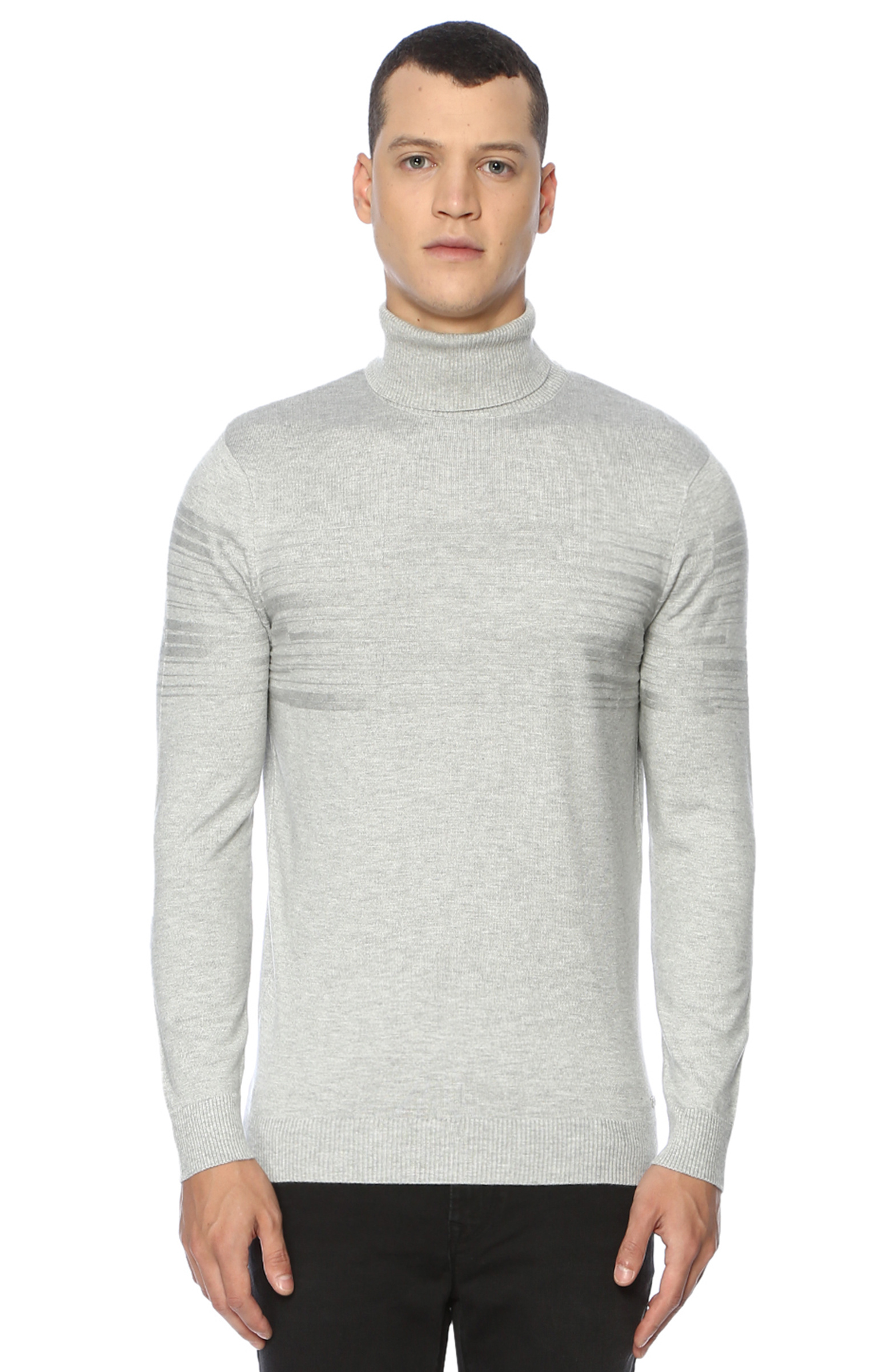 Jakarlı Gri Melanj Kazak