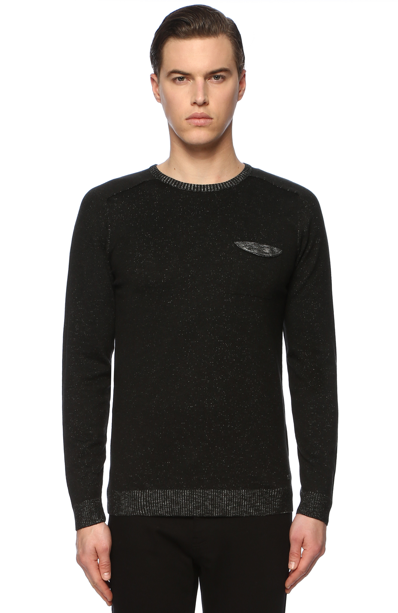 Bisiklet Yaka Siyah Triko