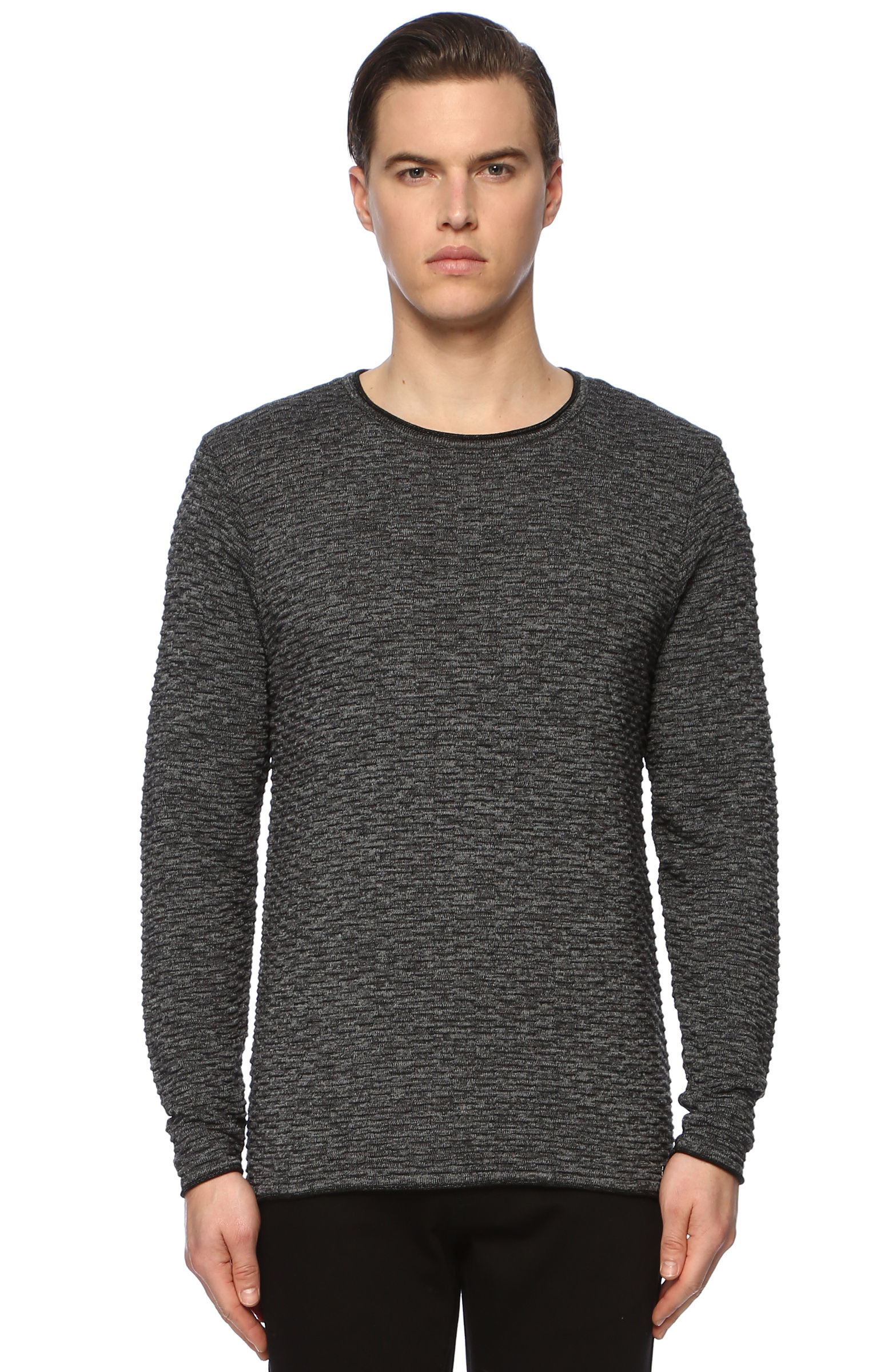 Jakarlı Gri Melanj Kazak