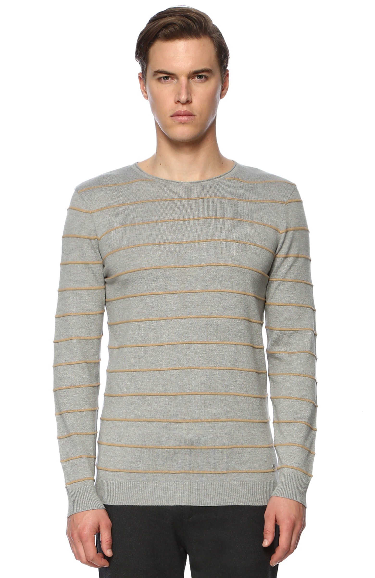 Jakarlı Gri Melanj Kazak