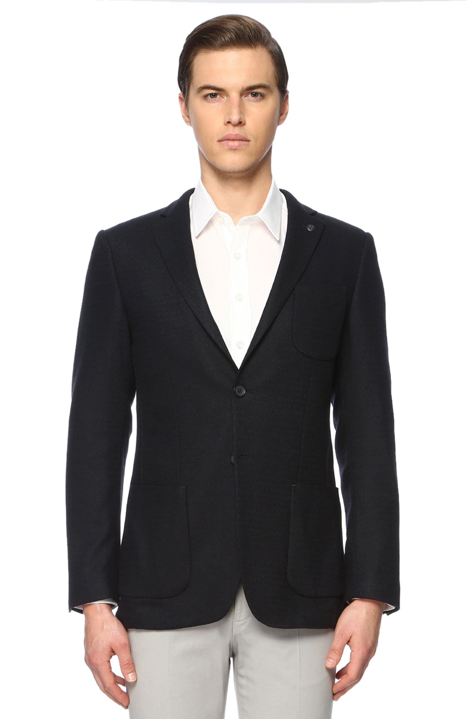 Jakarlı Lacivert Ceket Jakarlı Lacivert Ceket