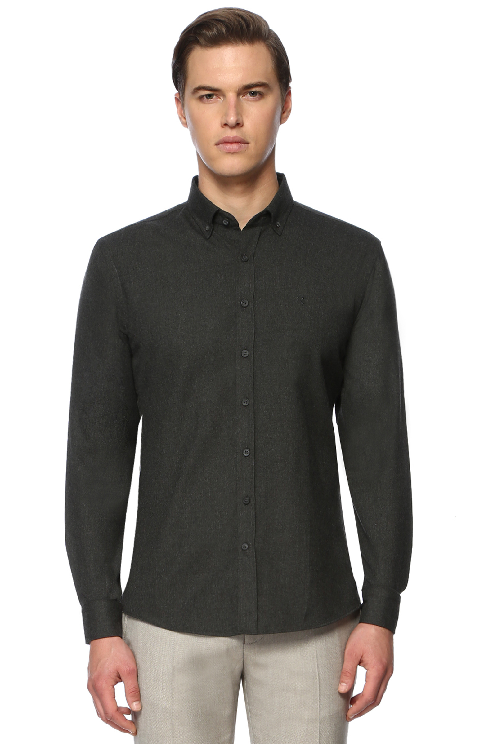 Slim Fit Antrasit Gömlek