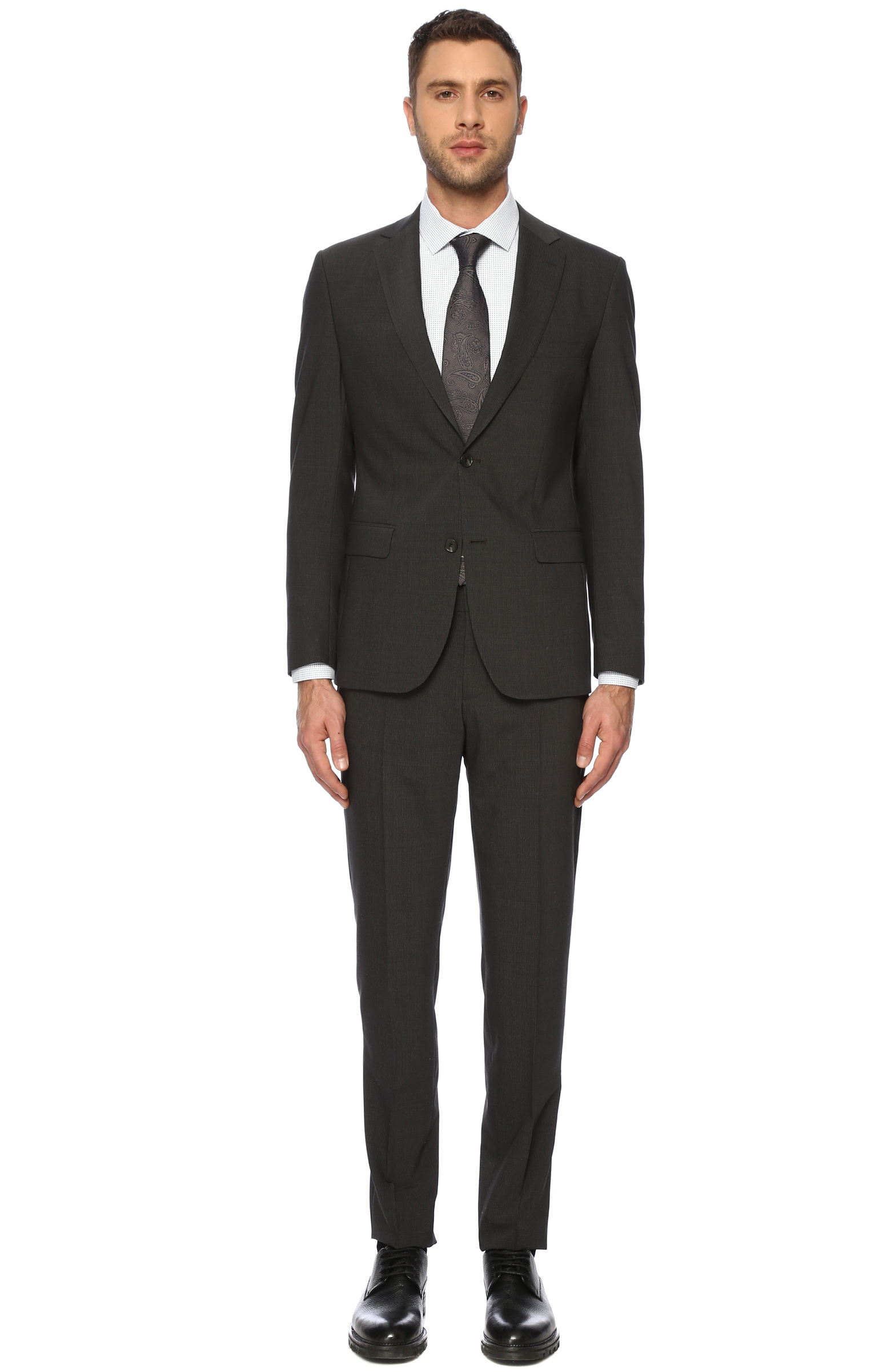 Çizgili Antrasit Takım Elbise