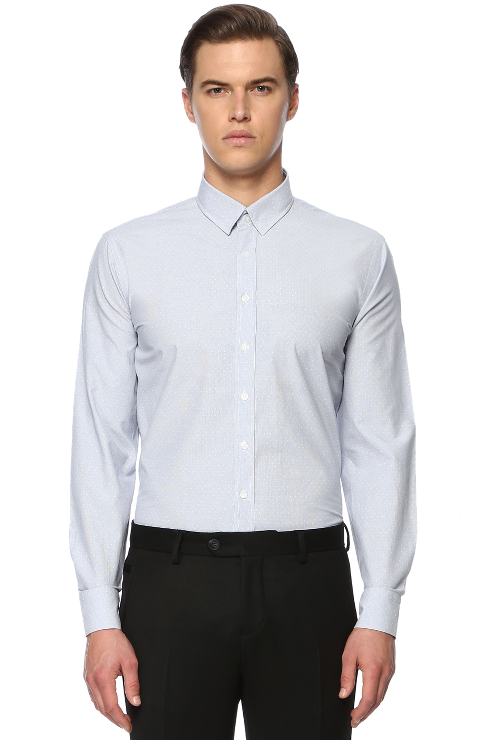 Jakarlı Slim Fit Lacivert Gömlek Jakarlı Slim Fit Lacivert Gömlek