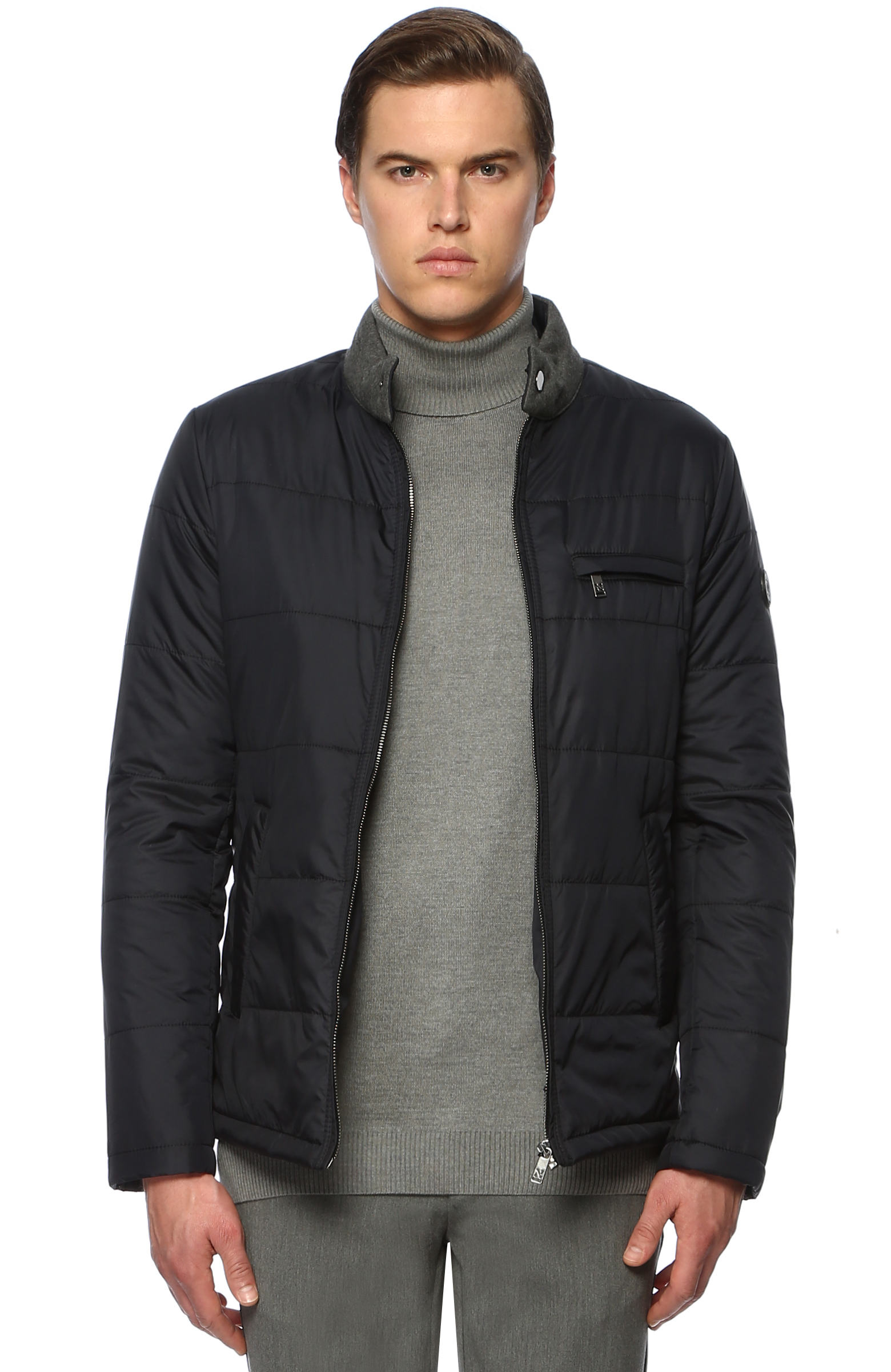 Kapitoneli Slim Fit Lacivert Coat Ceket Kapitoneli Slim Fit Lacivert Coat Ceket