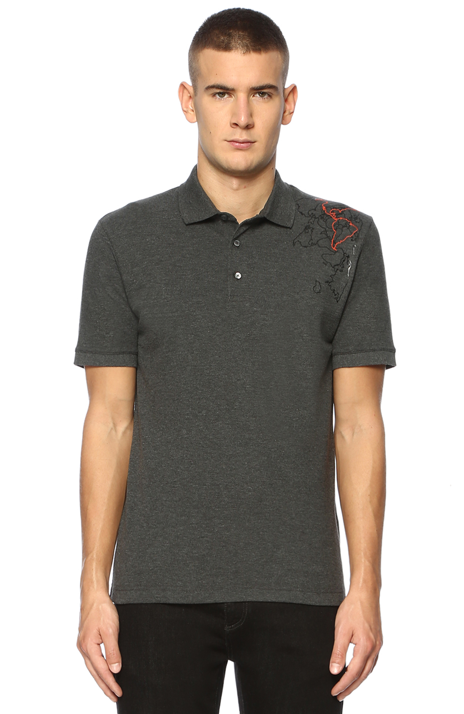 Polo Yaka Antrasit Melanj Tshirt Polo Yaka Antrasit Melanj Tshirt