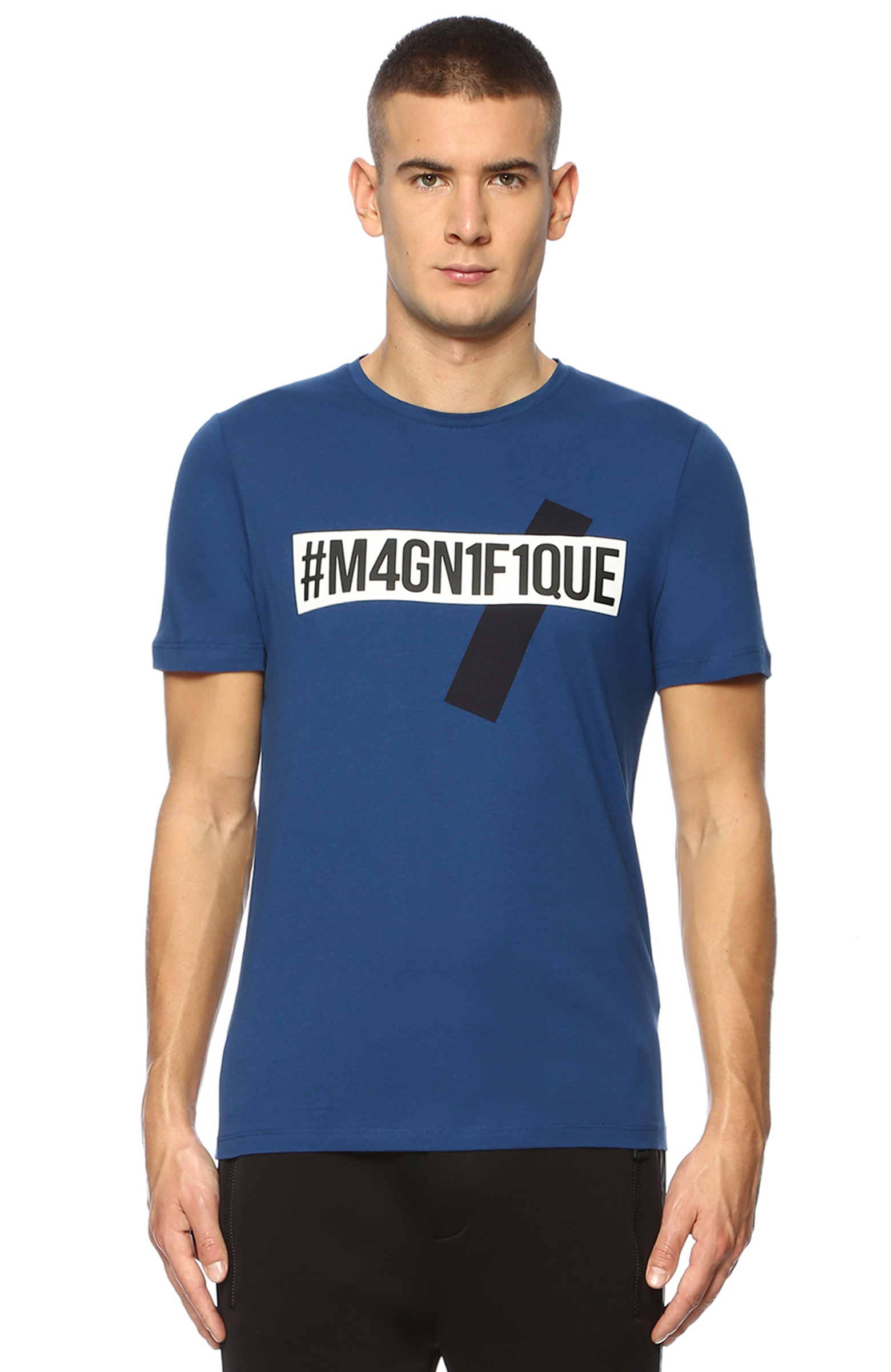 Bisiklet Yaka Saks Tshirt