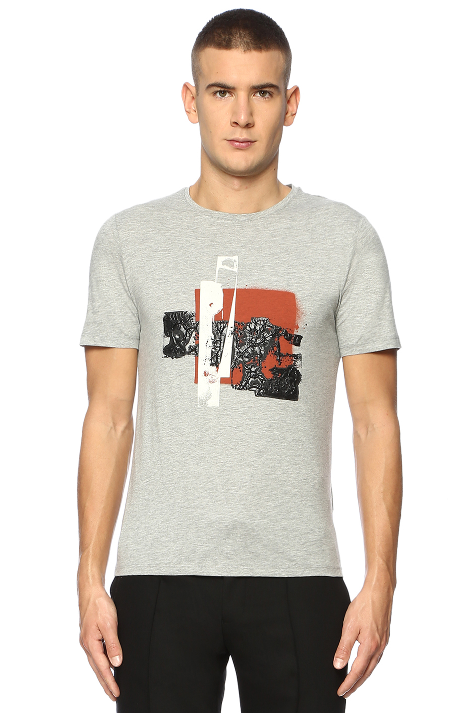 Bisiklet Yaka Antrasit Melanj Tshirt