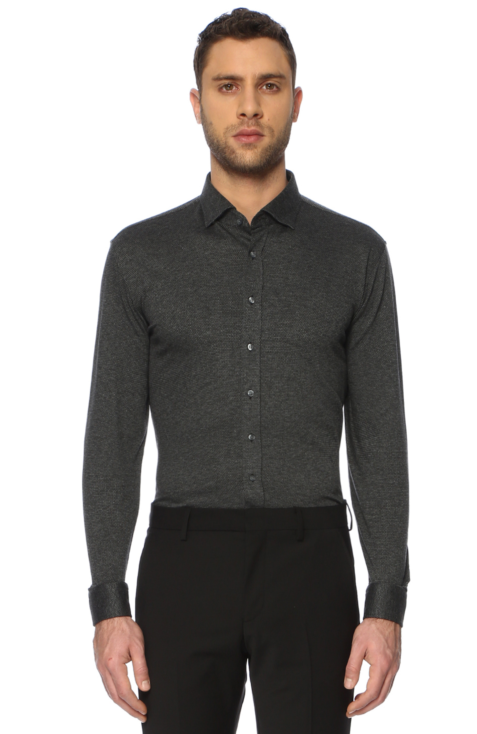 Slim Fit Antrasit Gömlek