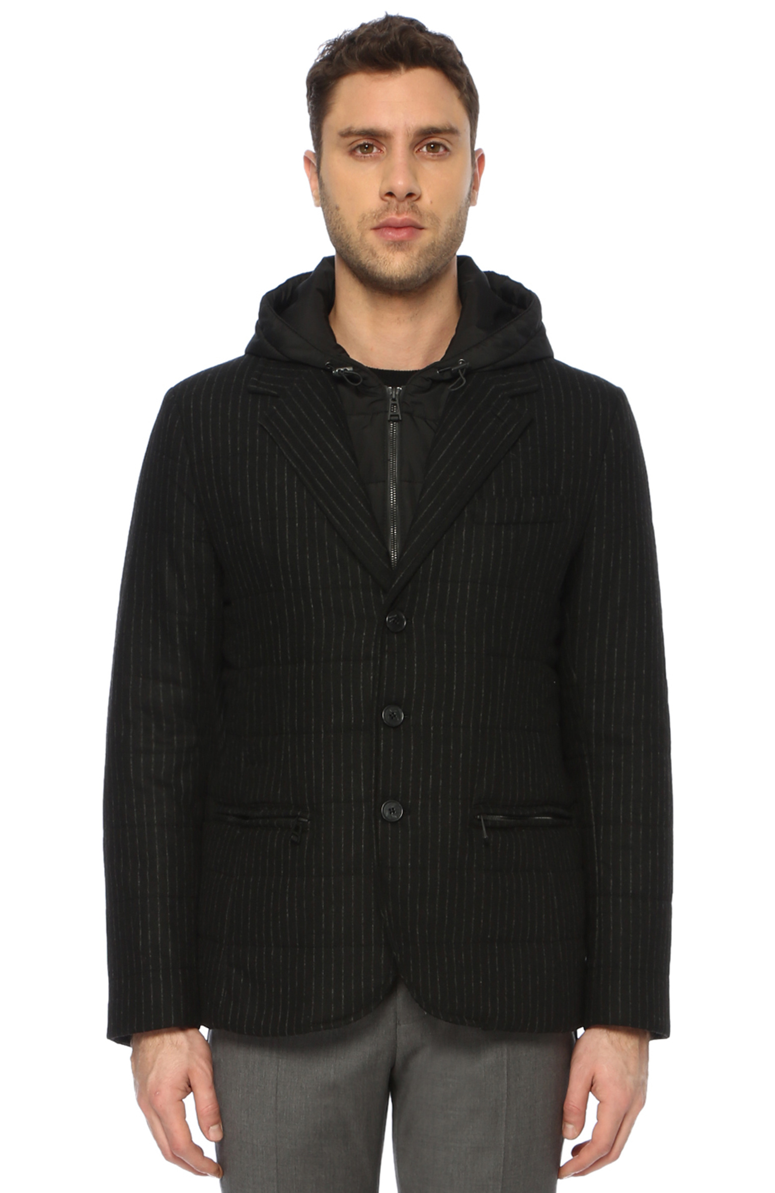 Çizgili Siyah Coat Ceket