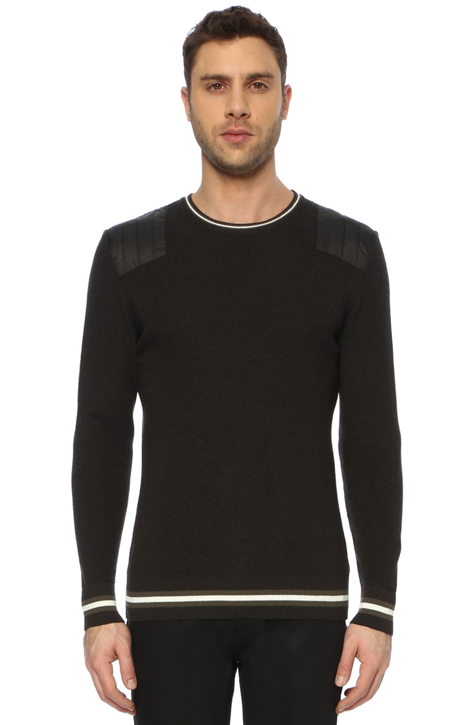 Bisiklet Yaka Siyah Kazak