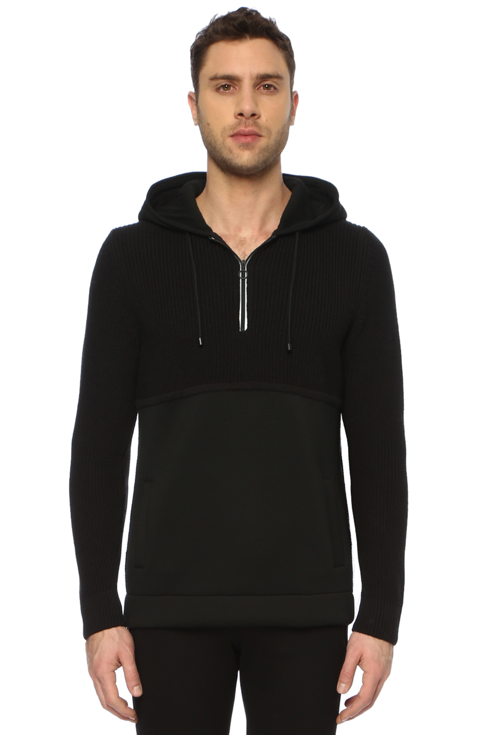 Kapüşon Yaka Siyah Kazak