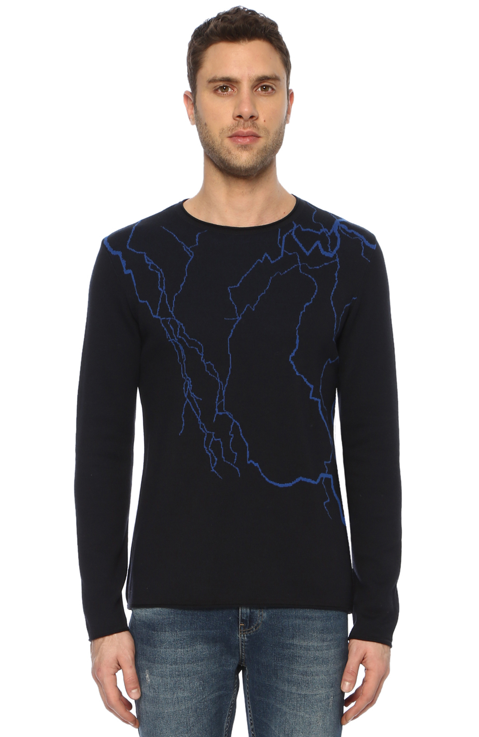 Bisiklet Yaka Lacivert Kazak