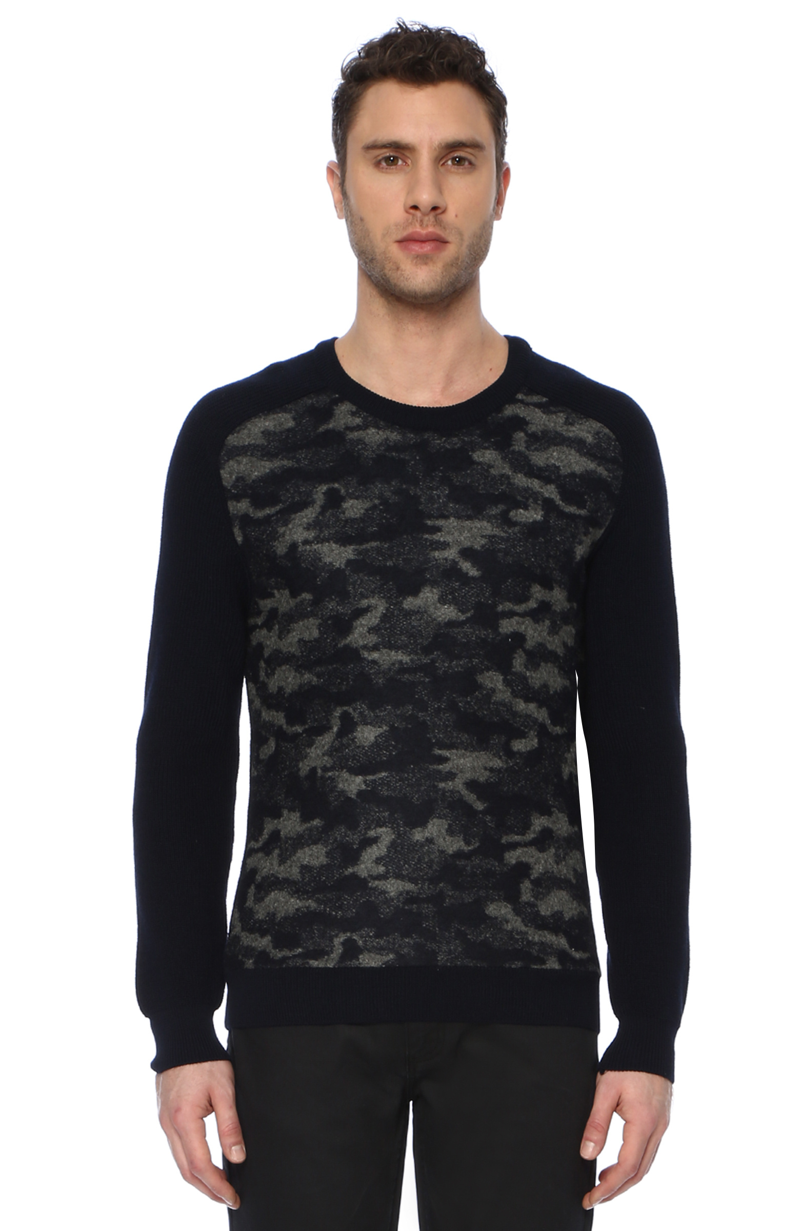 Bisiklet Yaka Lacivert Kazak