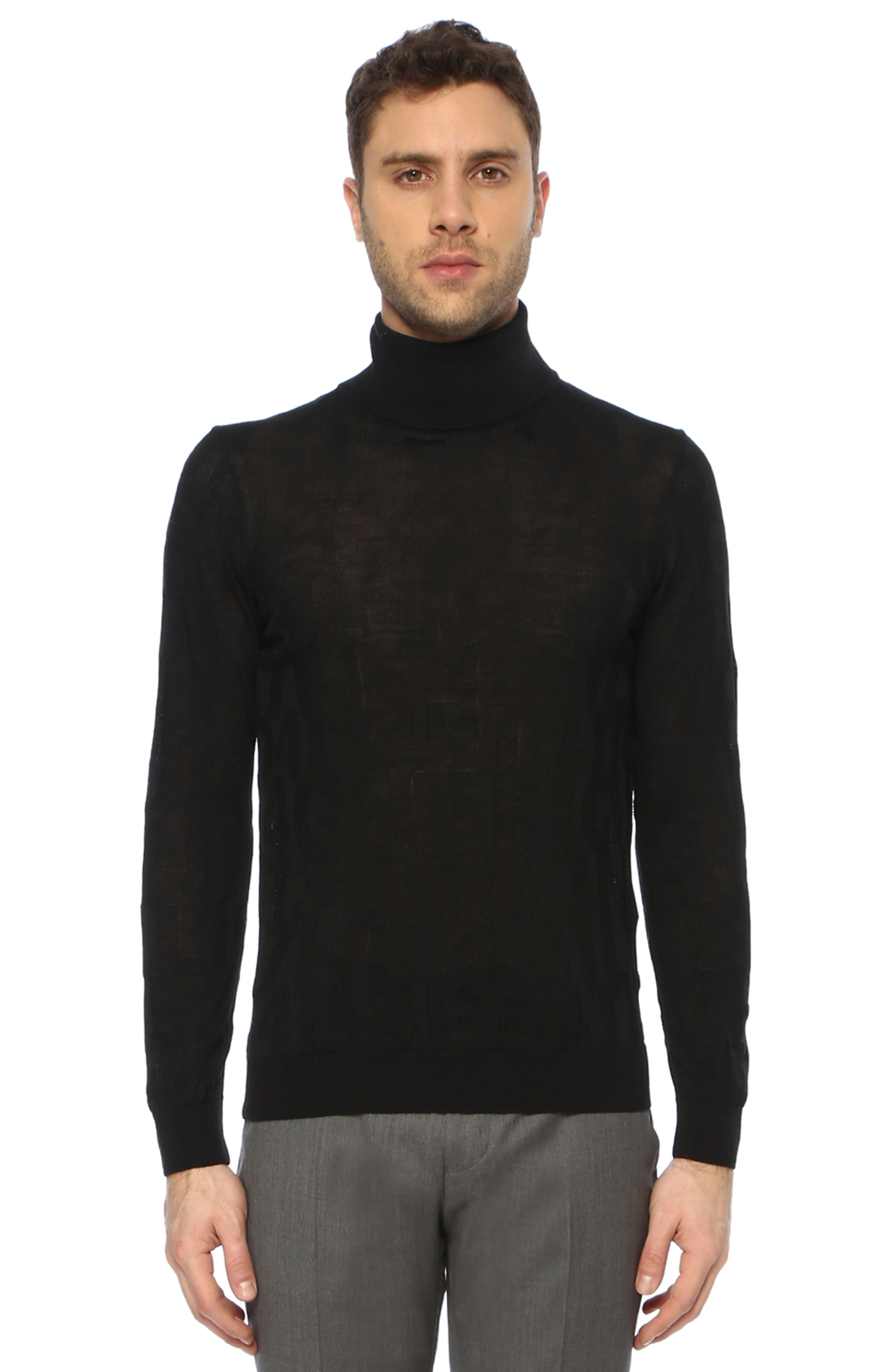 Balıkçı Yaka Siyah Kazak