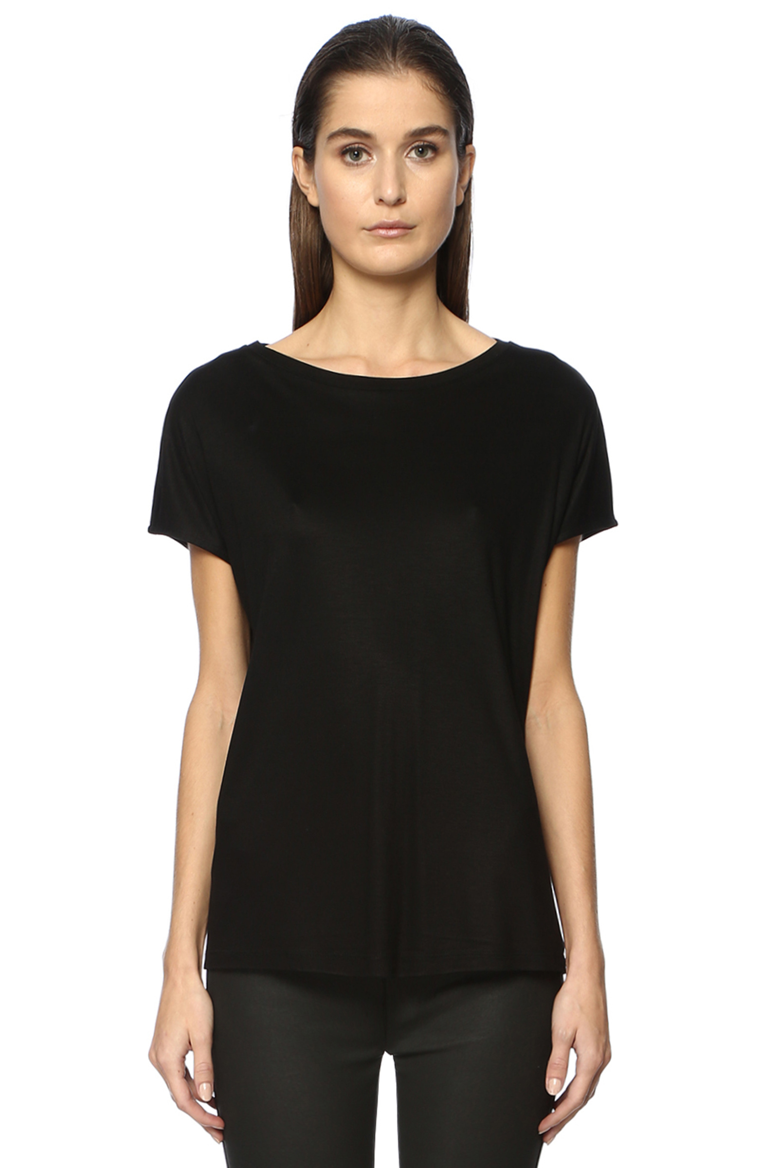 Bisiklet Yaka Siyah Tshirt