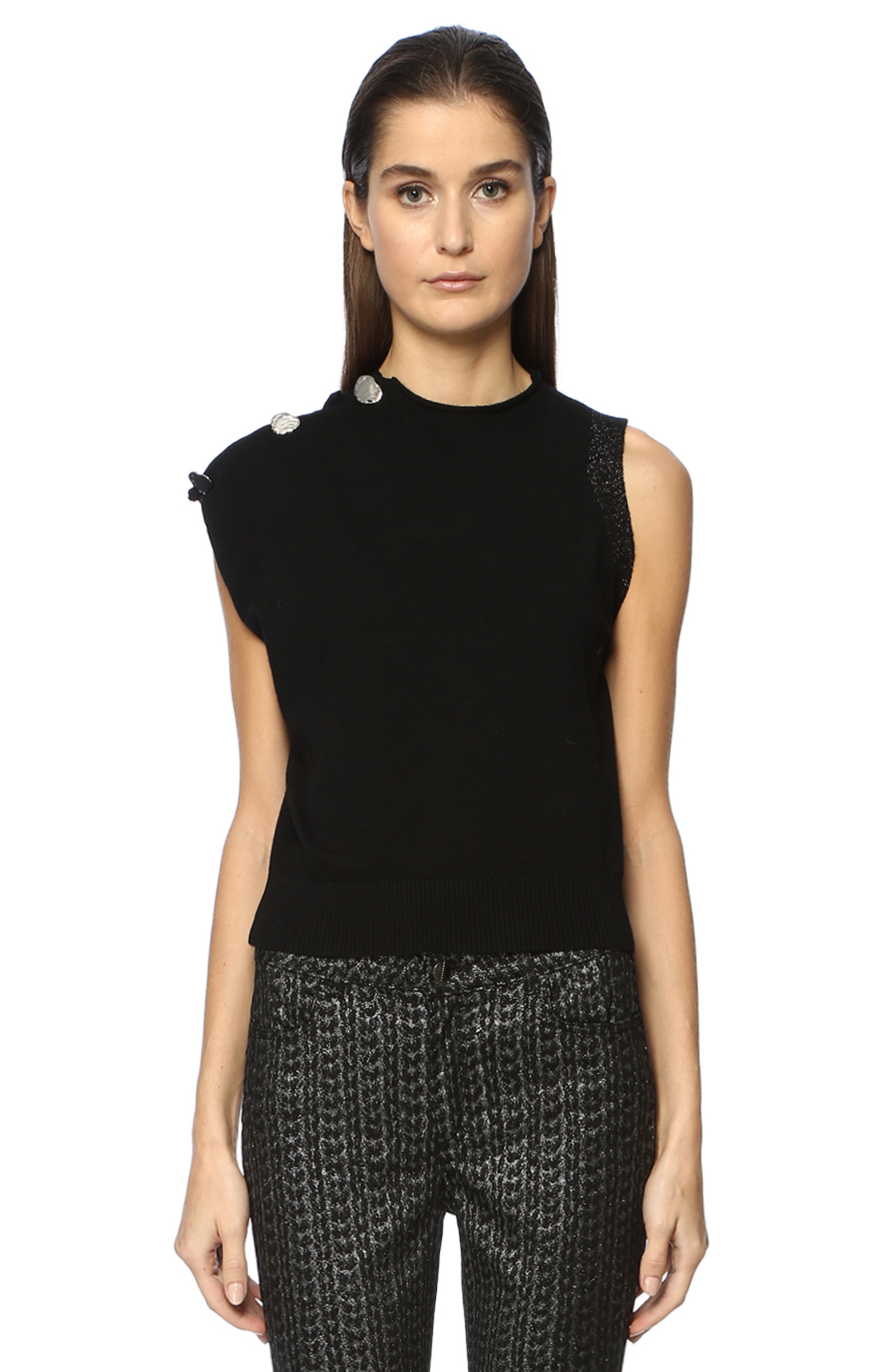 Bisiklet Yaka Siyah Kazak