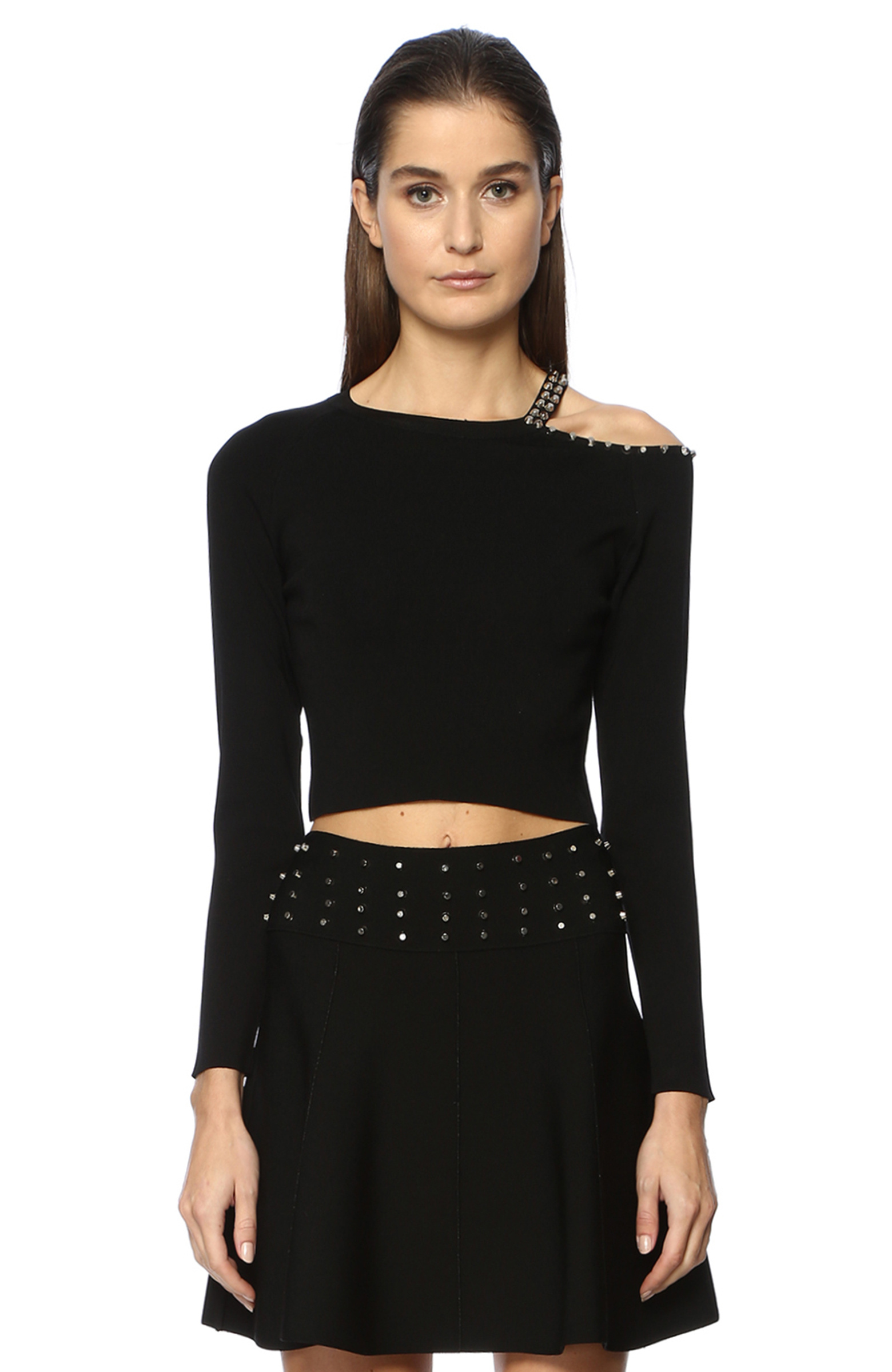 Bisiklet Yaka Siyah Kazak