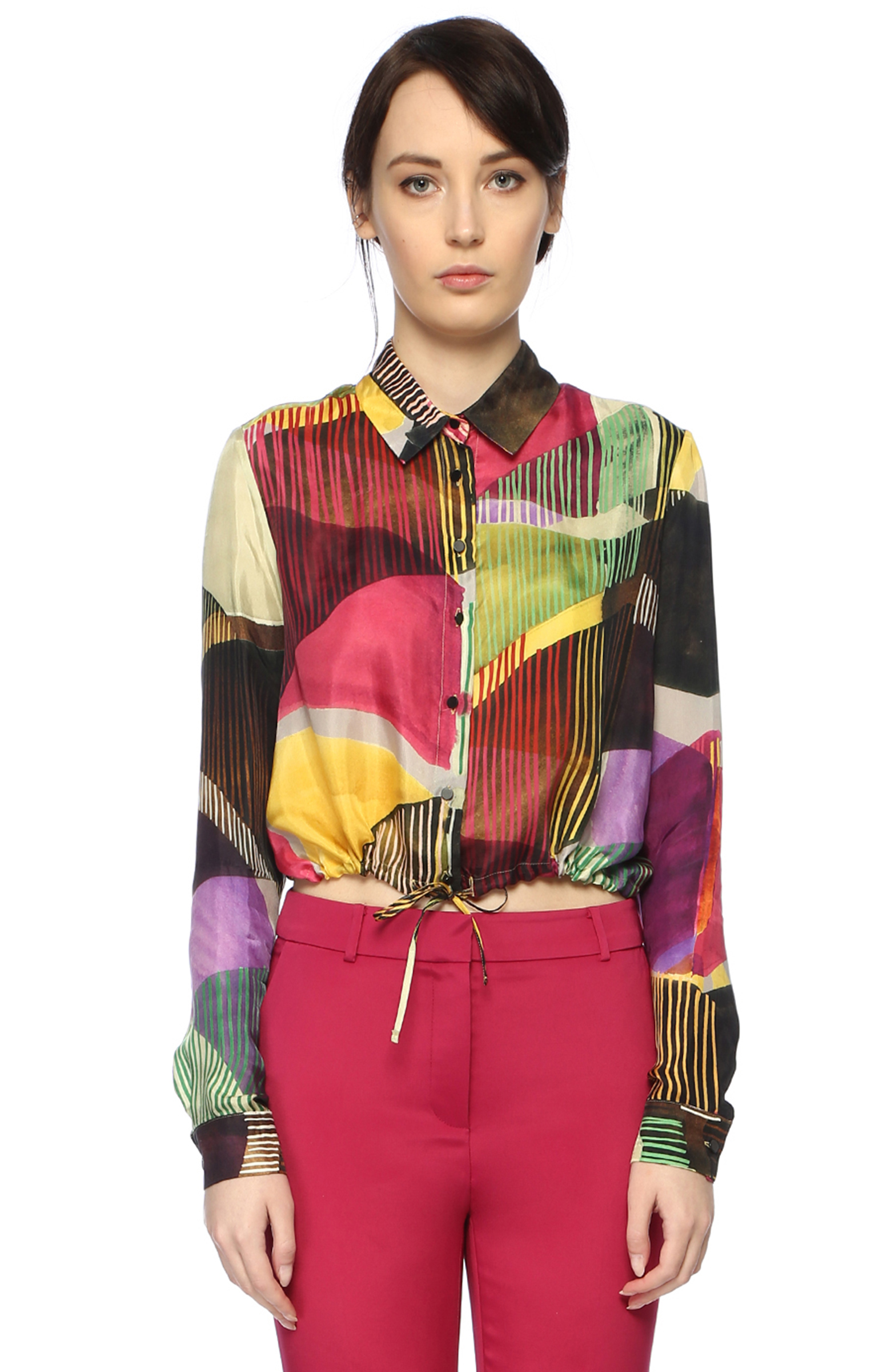 Basic Fit Pembe Desen Gömlek Basic Fit Pembe Desen Gömlek