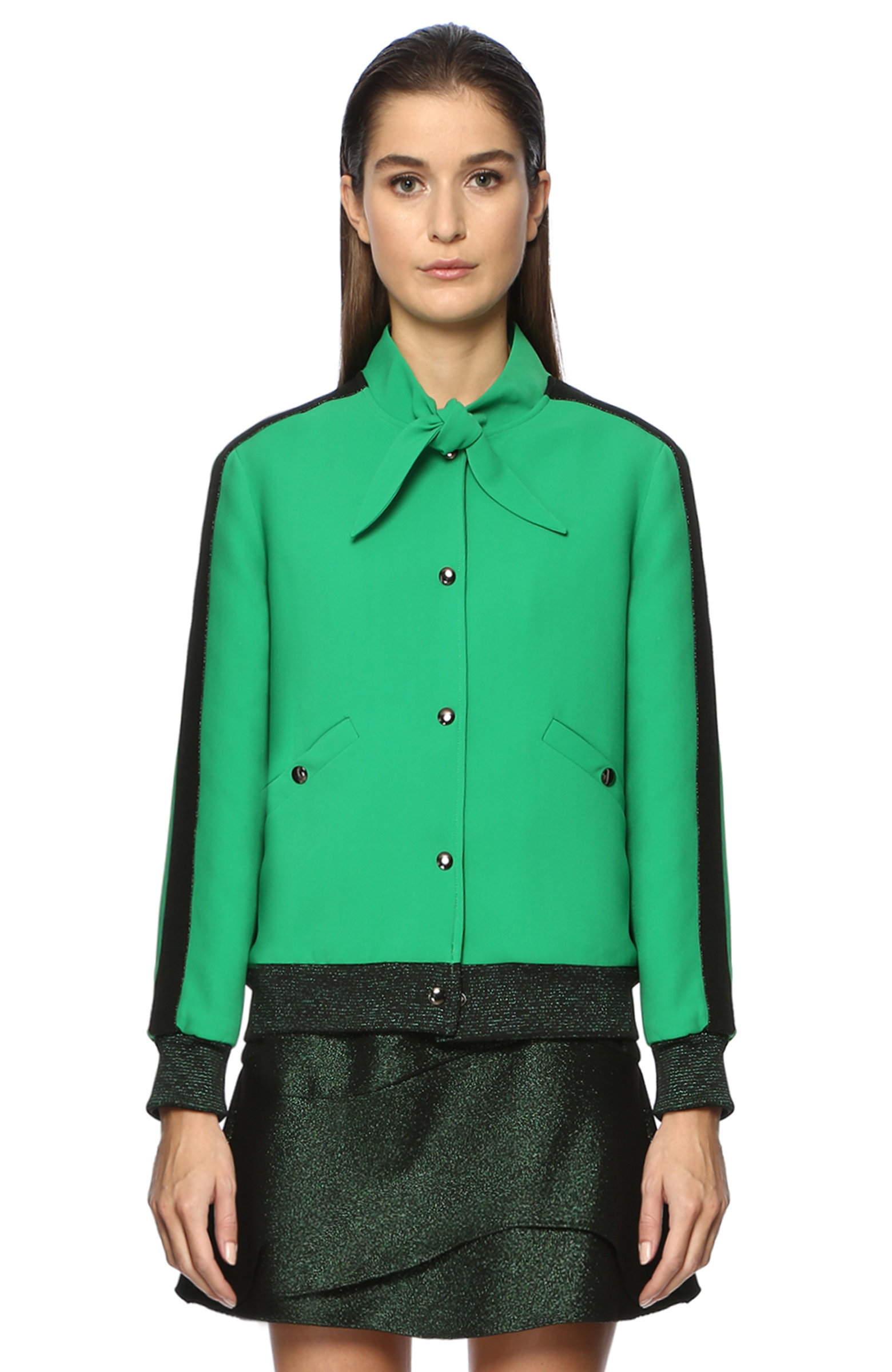 Dik Yaka Yeşil Mont