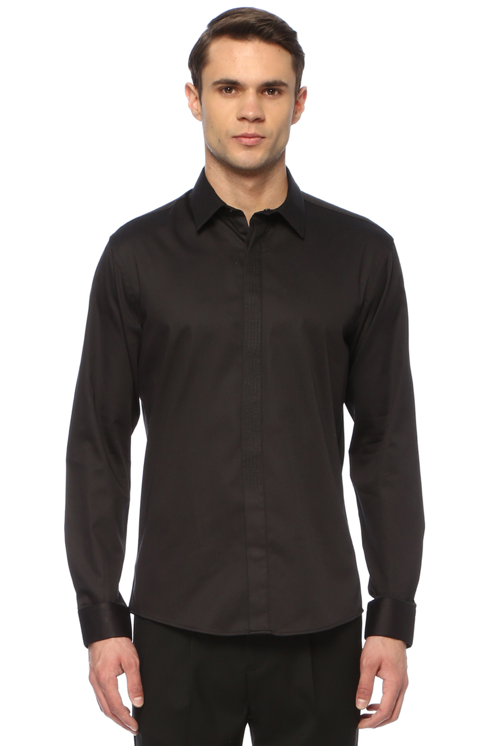 Slim Fit Siyah Smokin Gömlek