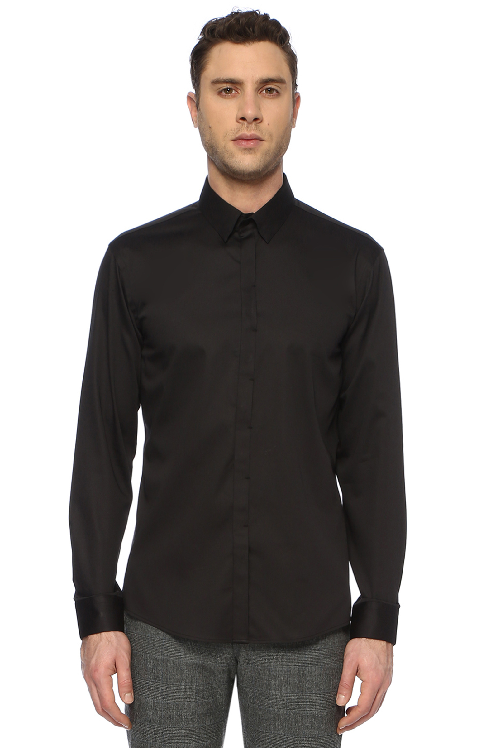 Slim Fit Siyah Gömlek