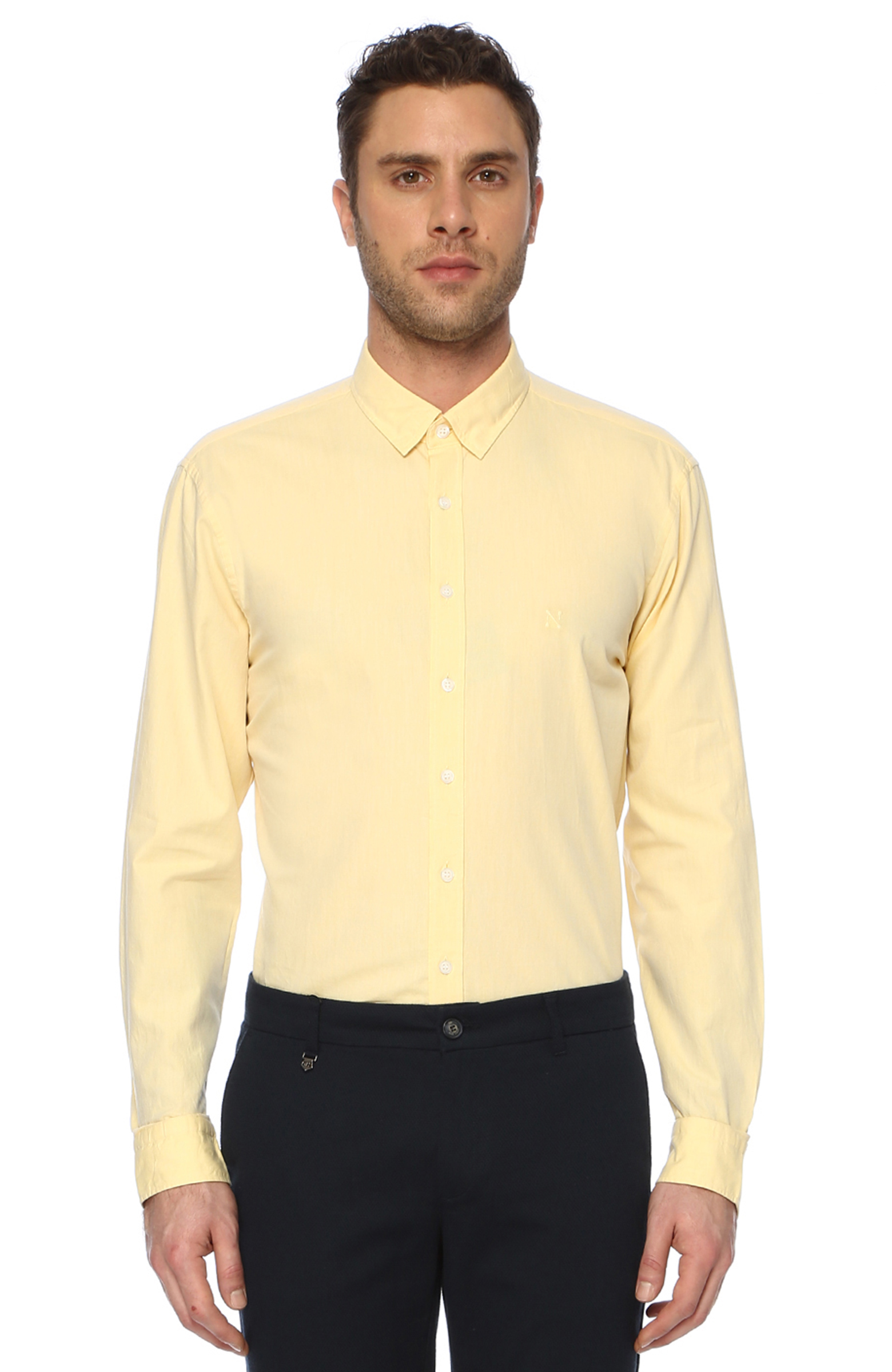 Slim Fit Sarı Gömlek