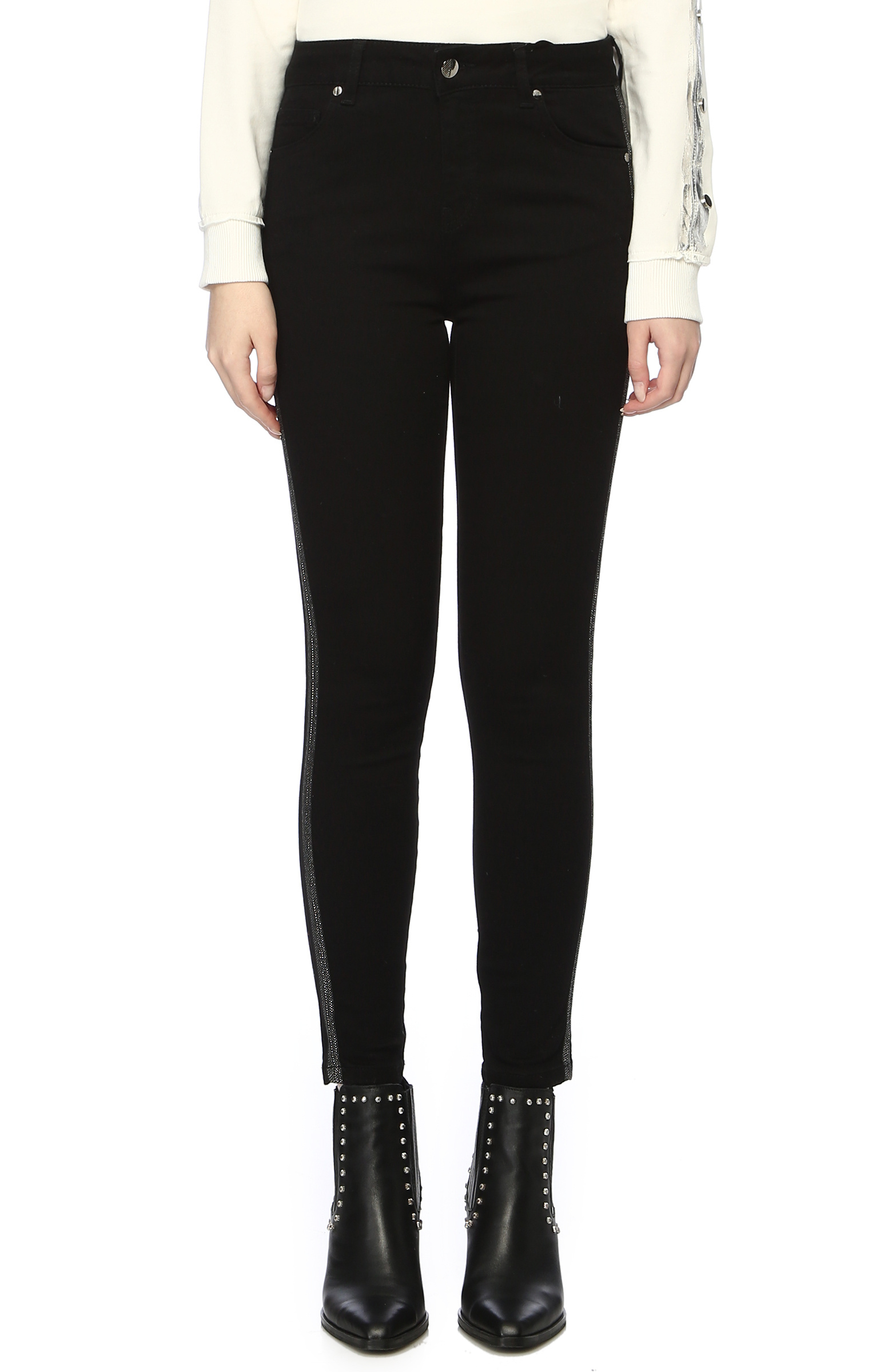 Dar Paça Siyah Denim Pantolon