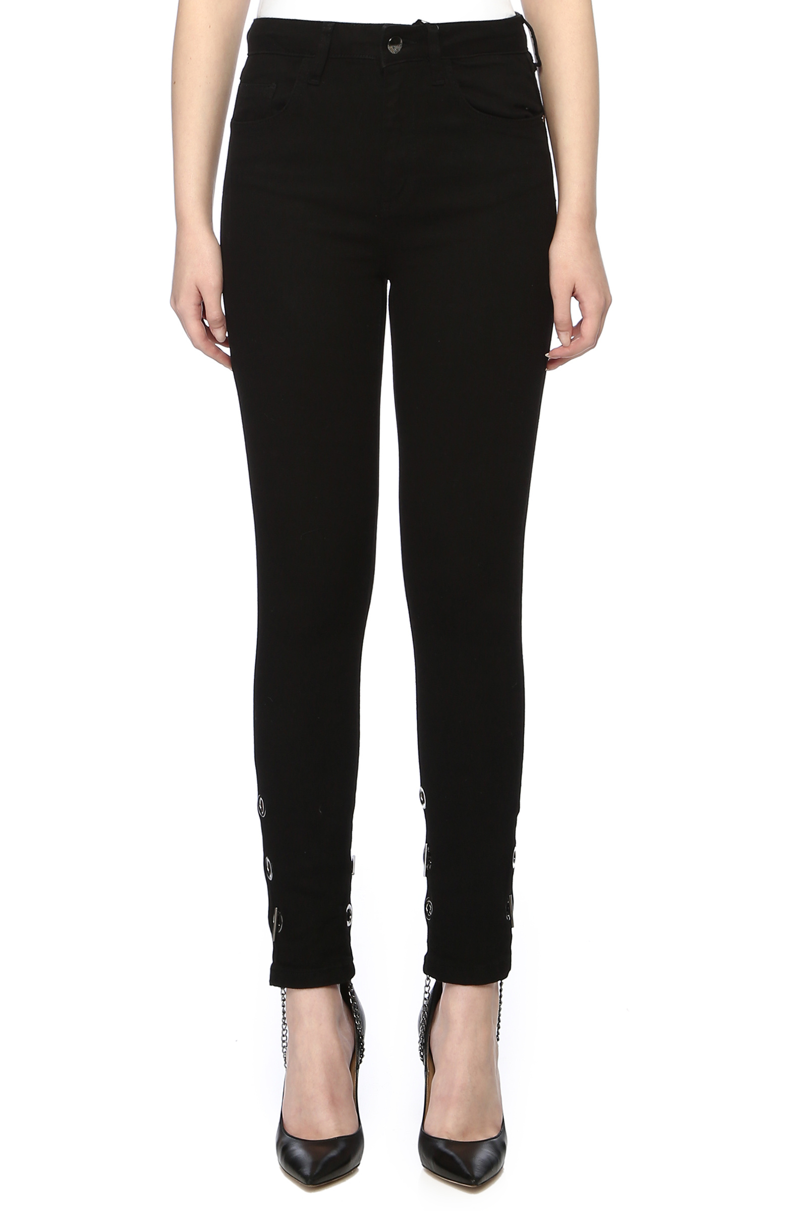 Dar Paça Siyah Denim Pantolon