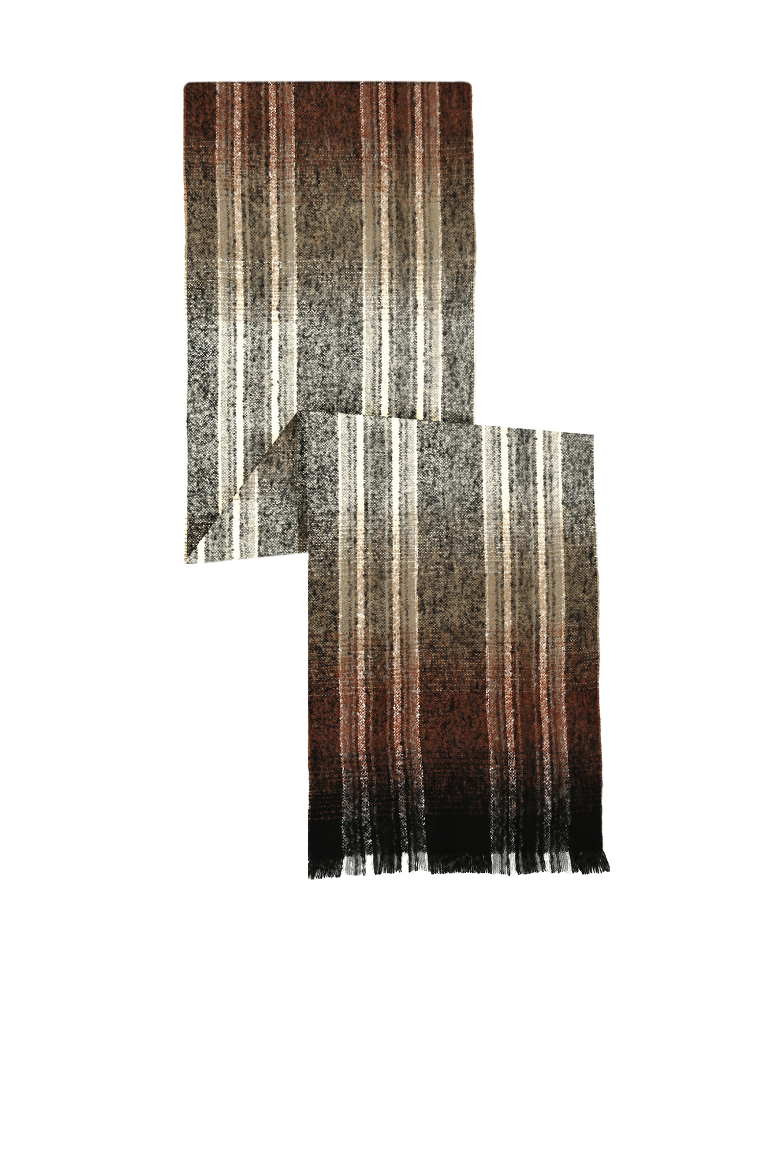 Siyah Kahverengi Çizgi Desenli Kadın Atkı