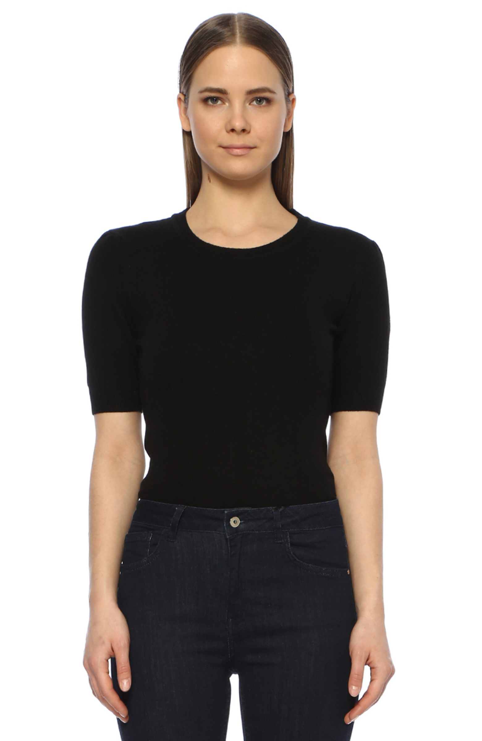 Bisiklet Yaka Siyah Triko